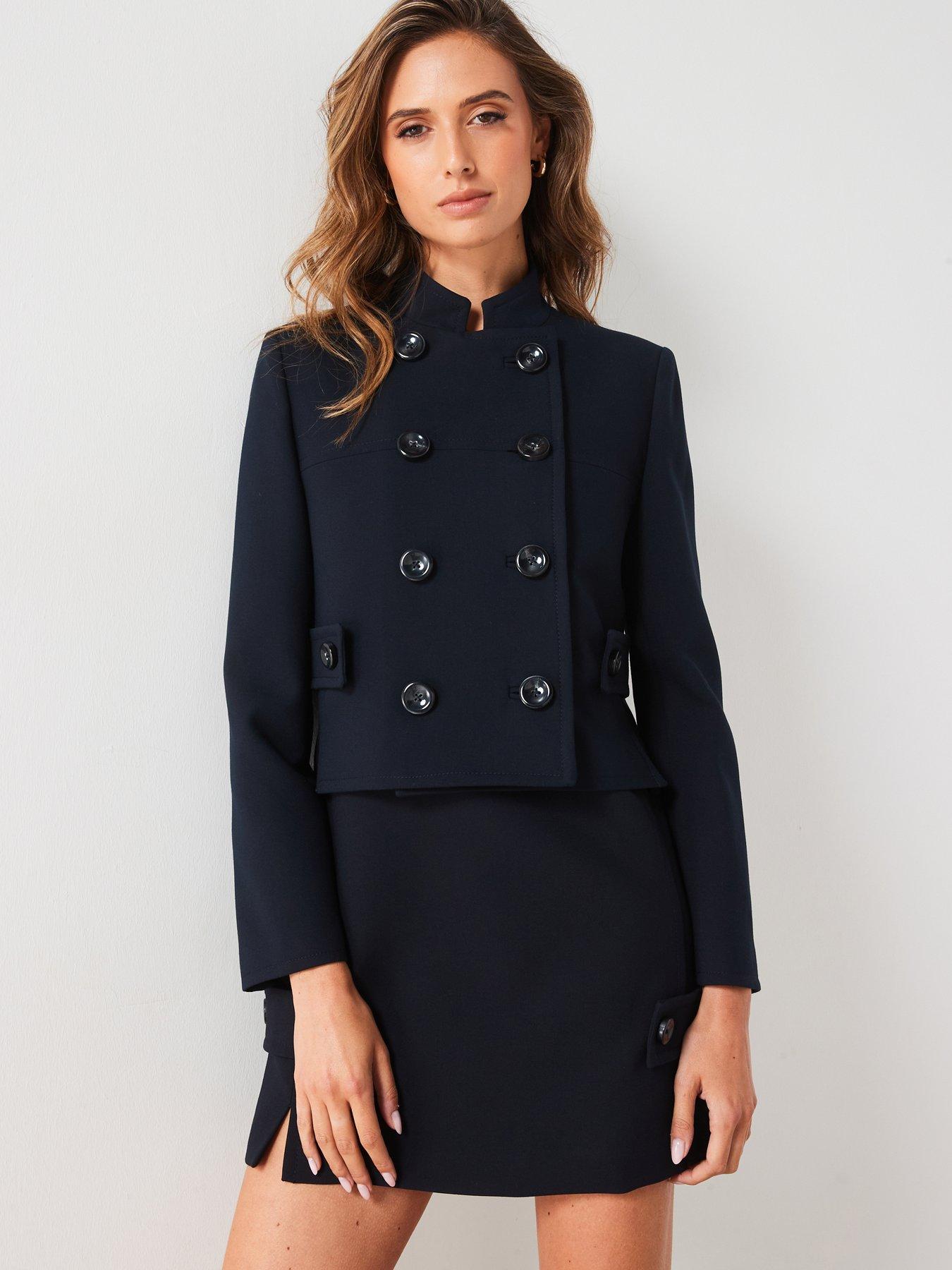 Mango Button Structured Jacket - Navy | Very