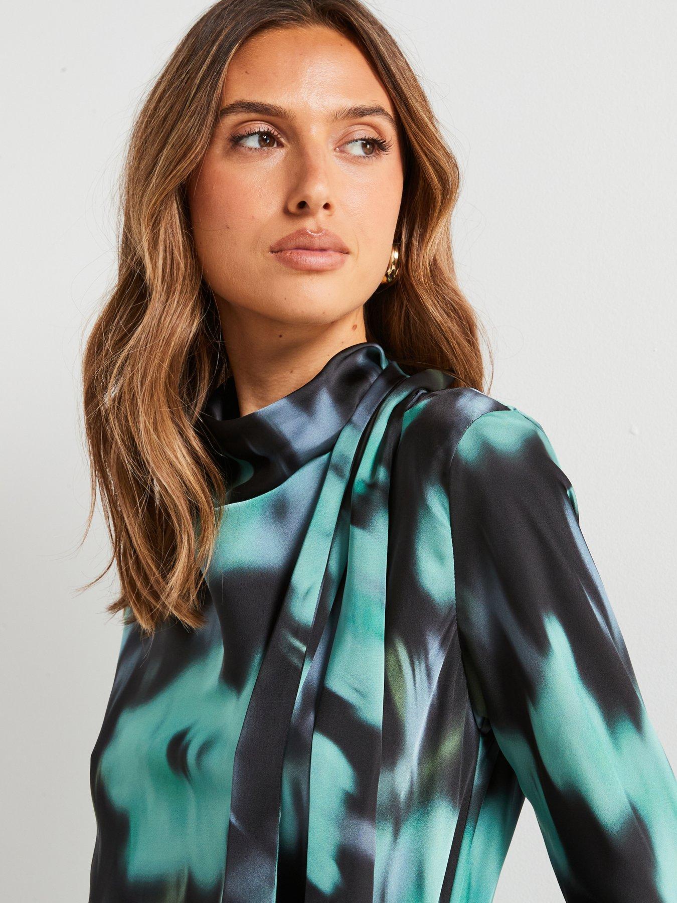 Mango Printed Blouse With Bow - Black | Very