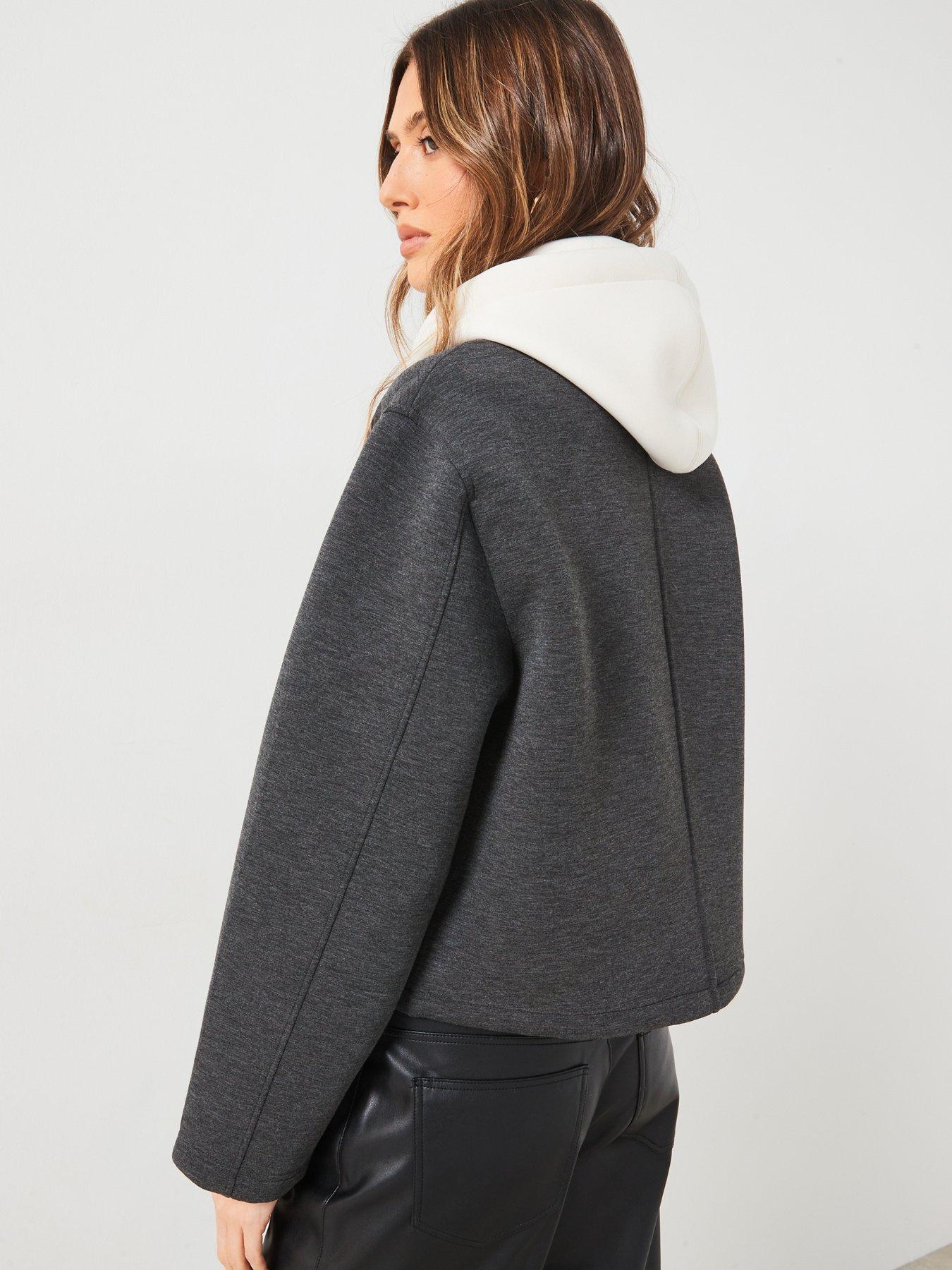 Mango Combined Hooded Jacket - Grey | Very