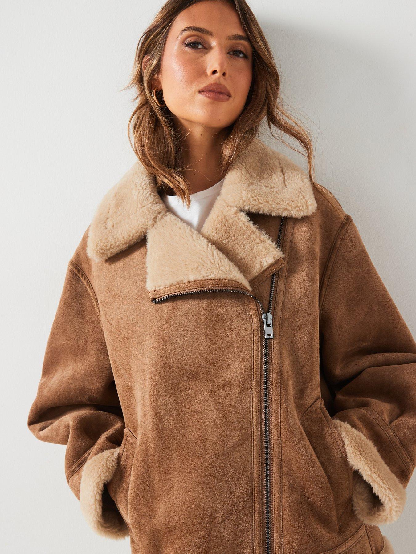 Mango Tan Jacket With Shearling-Effect Lining - Brown | Very