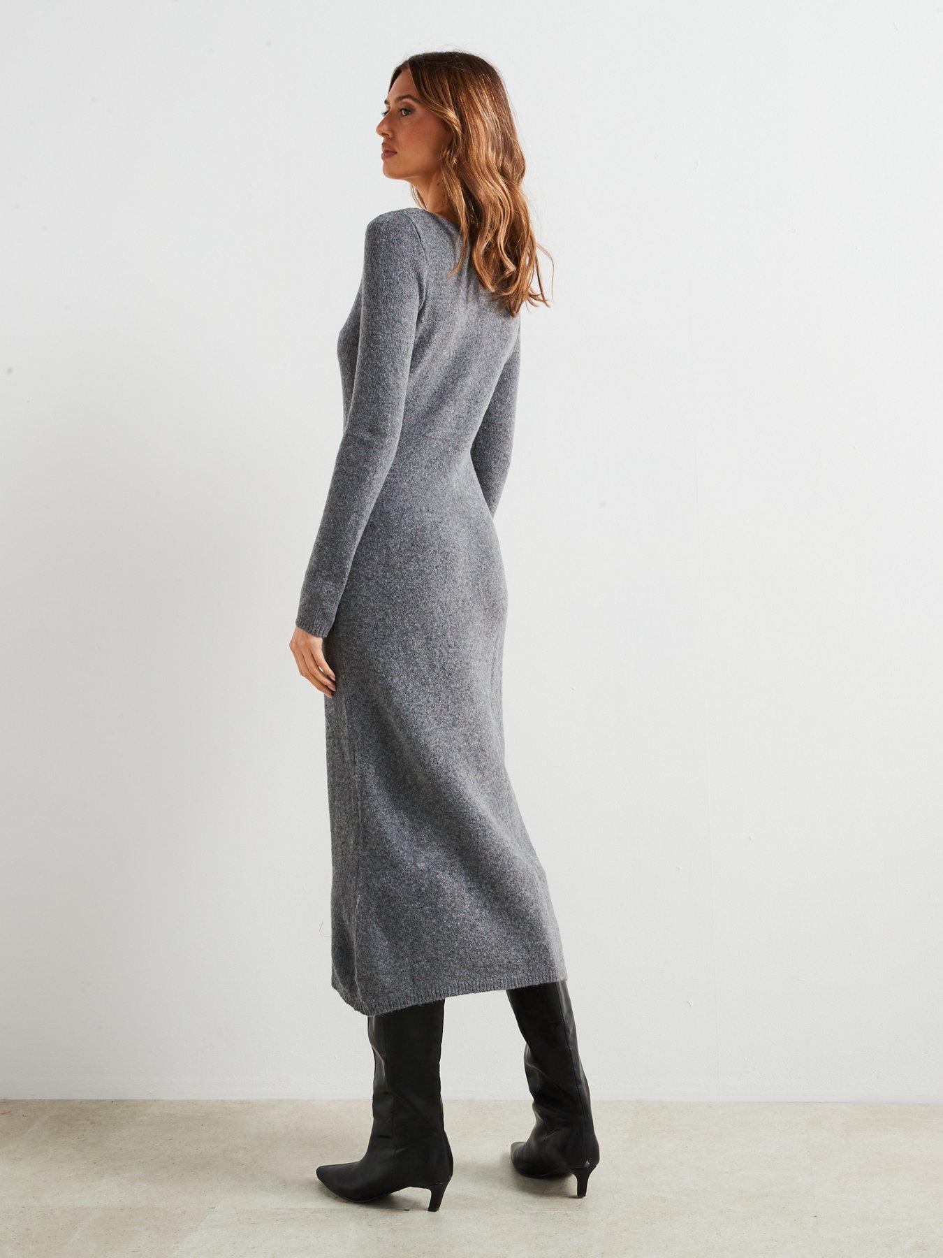 Mango Knit Midi Dress - Grey | Very