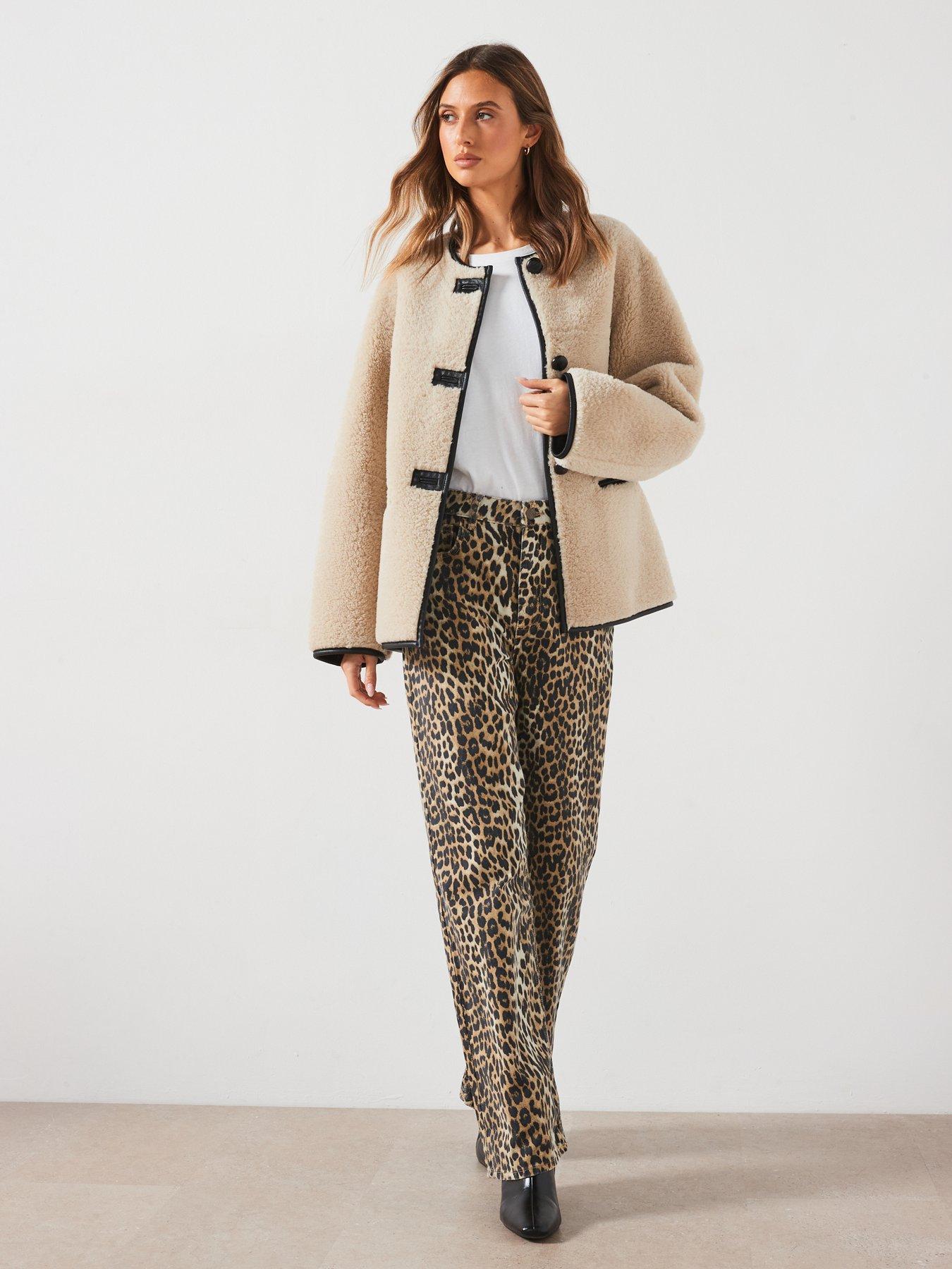 Mango Fur-Effect Coat With Appliques - Beige | Very