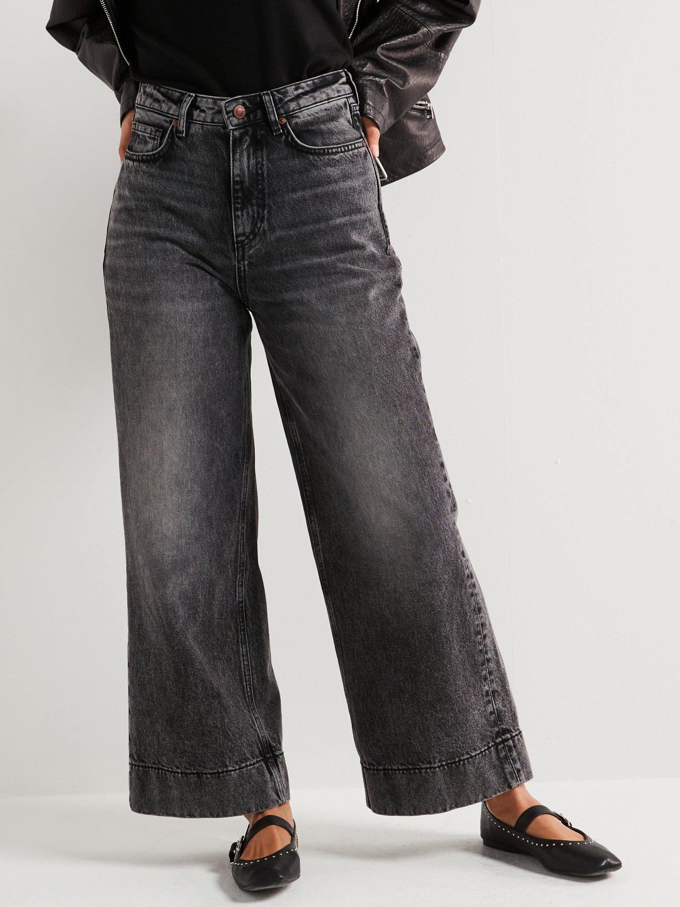 HUGO Gevane High Waist Wide Leg Jean - Black | Very