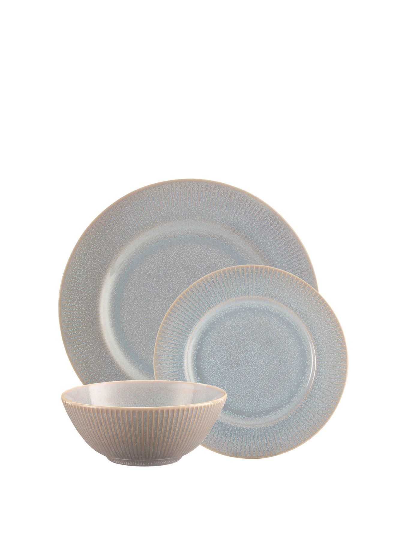 Mason Cash Reactive Linear 12-Piece Dinner Set in Grey | Very