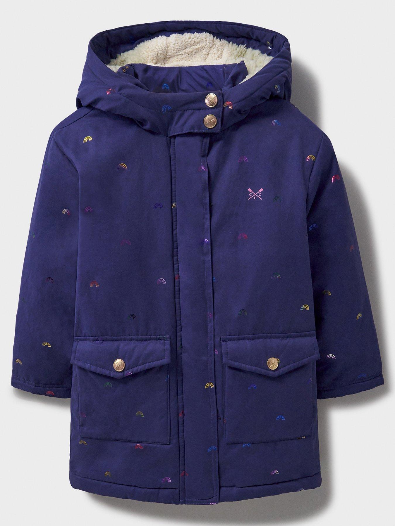 Crew Clothing Girls Mid Weight Printed Padded Jacket - Navy | Very