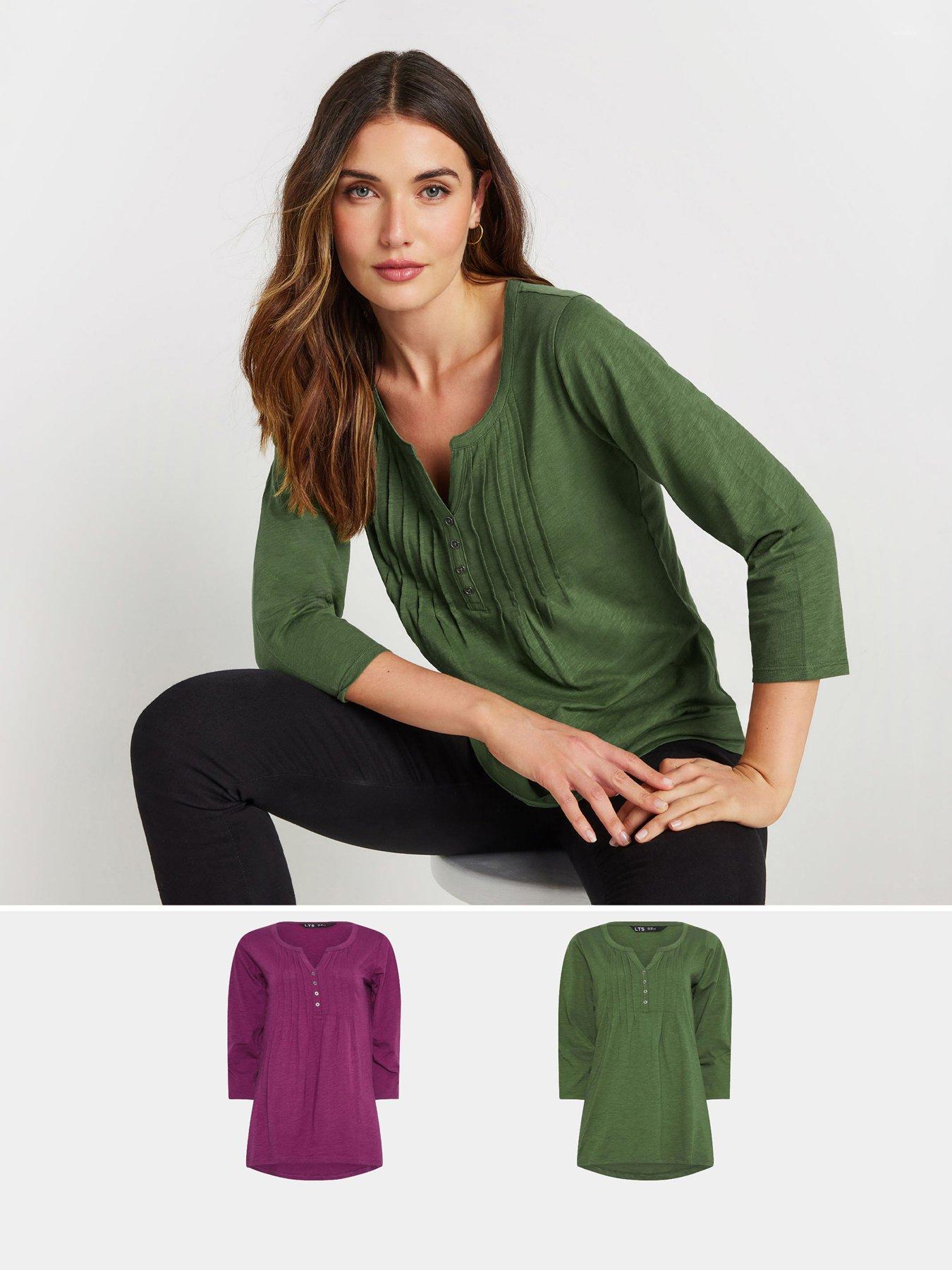 Long Tall Sally 2 Pack 3/4 Sleeve Pintuck Top - Multi - Pink | Very