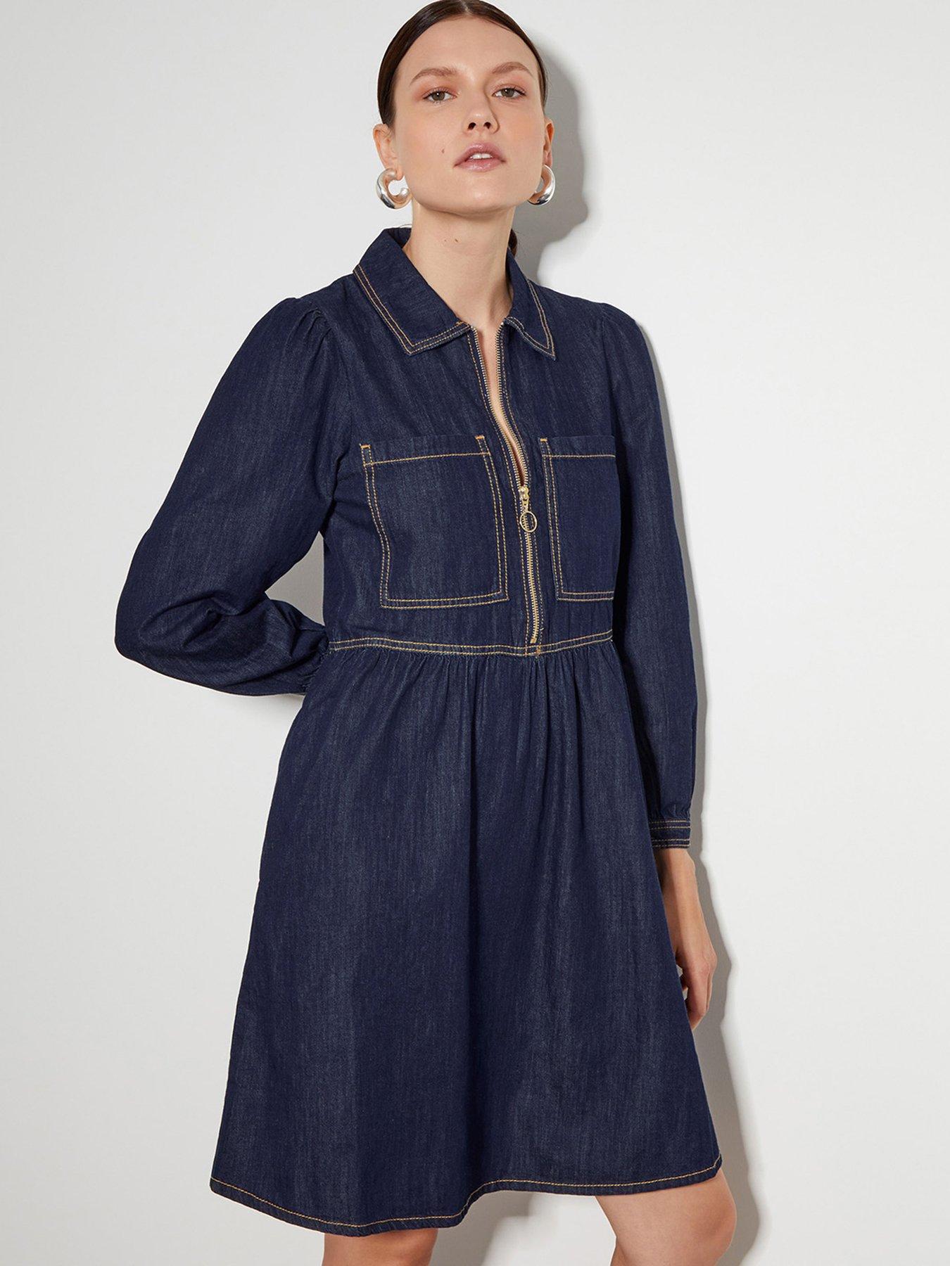 Monsoon Adeena Zip Dress - Blue | Very
