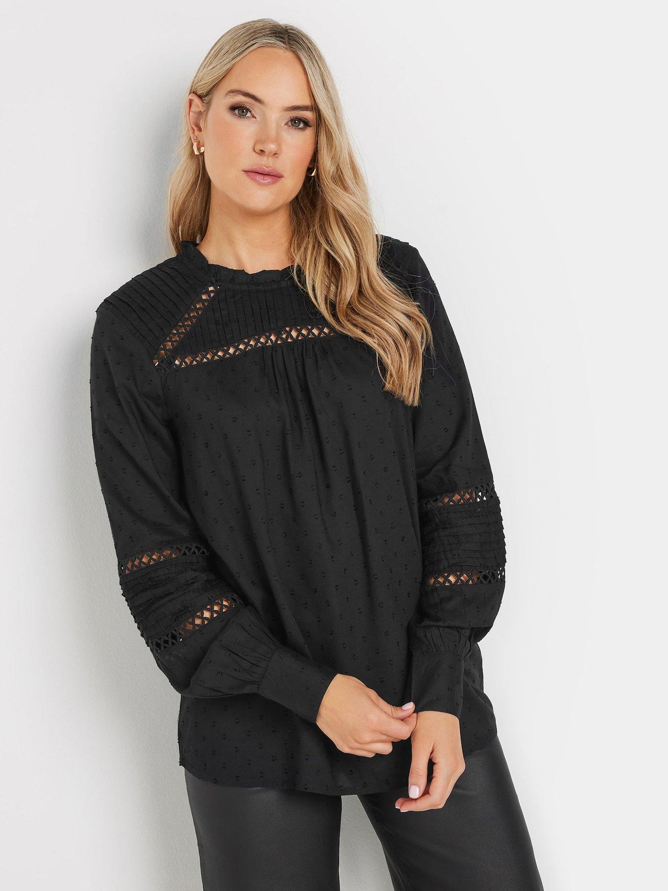 Long Tall Sally Dobby Ladder Lace Shirt - Black | Very