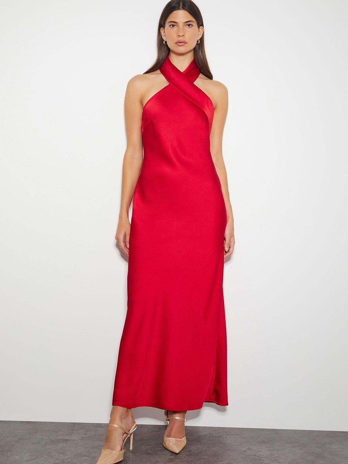 Monsoon Jodie Halter Dress - Red | Very