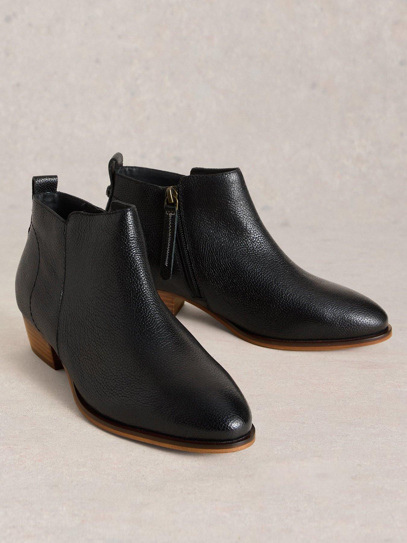 White Stuff Willow Leather Ankle Boot - Black | Very