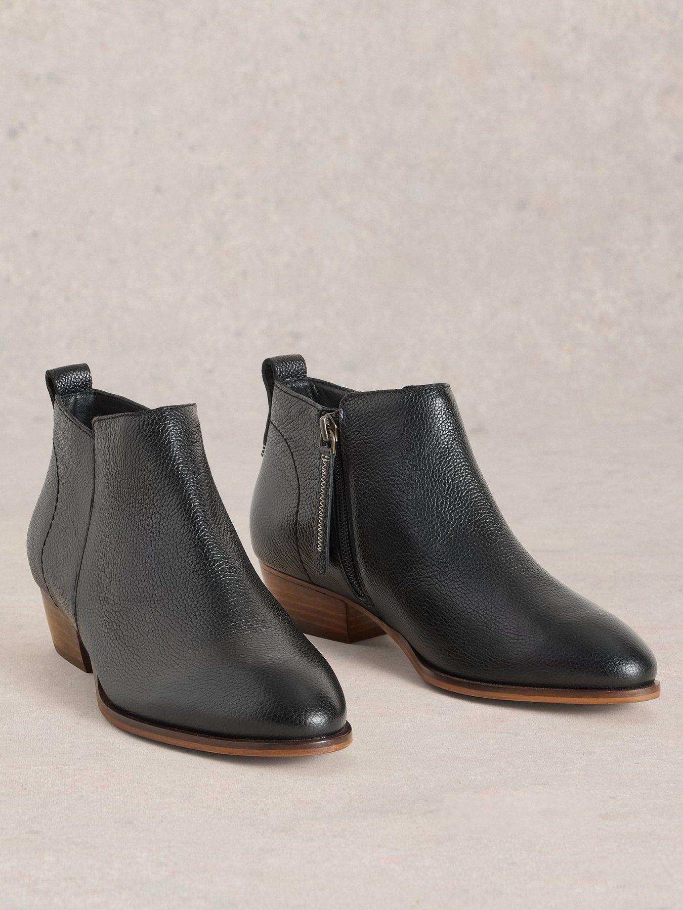 White Stuff Wide Fit Leather Ankle Boot - Black | Very