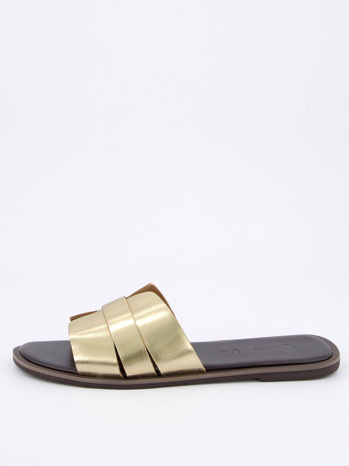 V by Very Leather Slider - Gold | Very