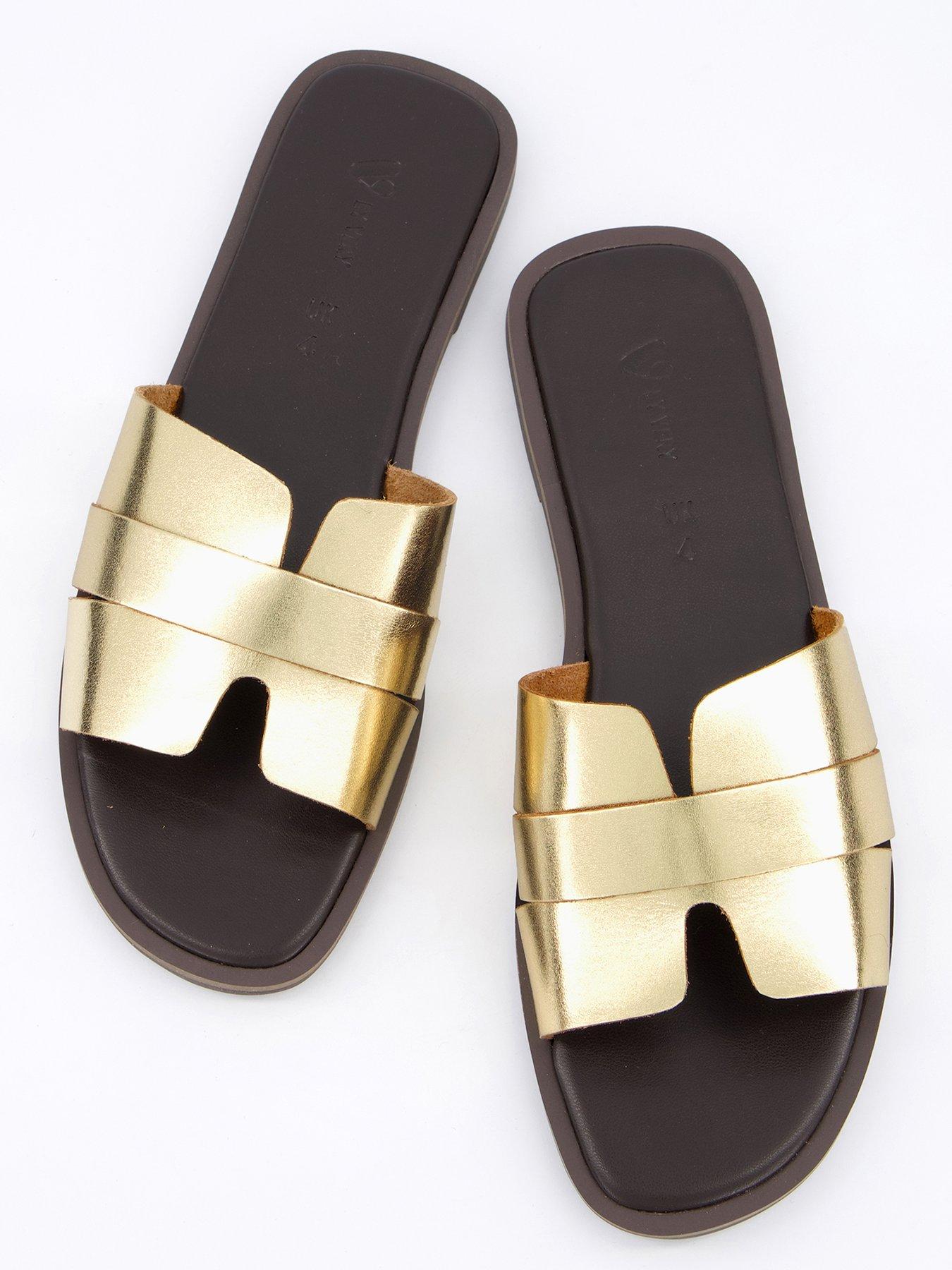 V by Very Leather Slider - Gold | Very