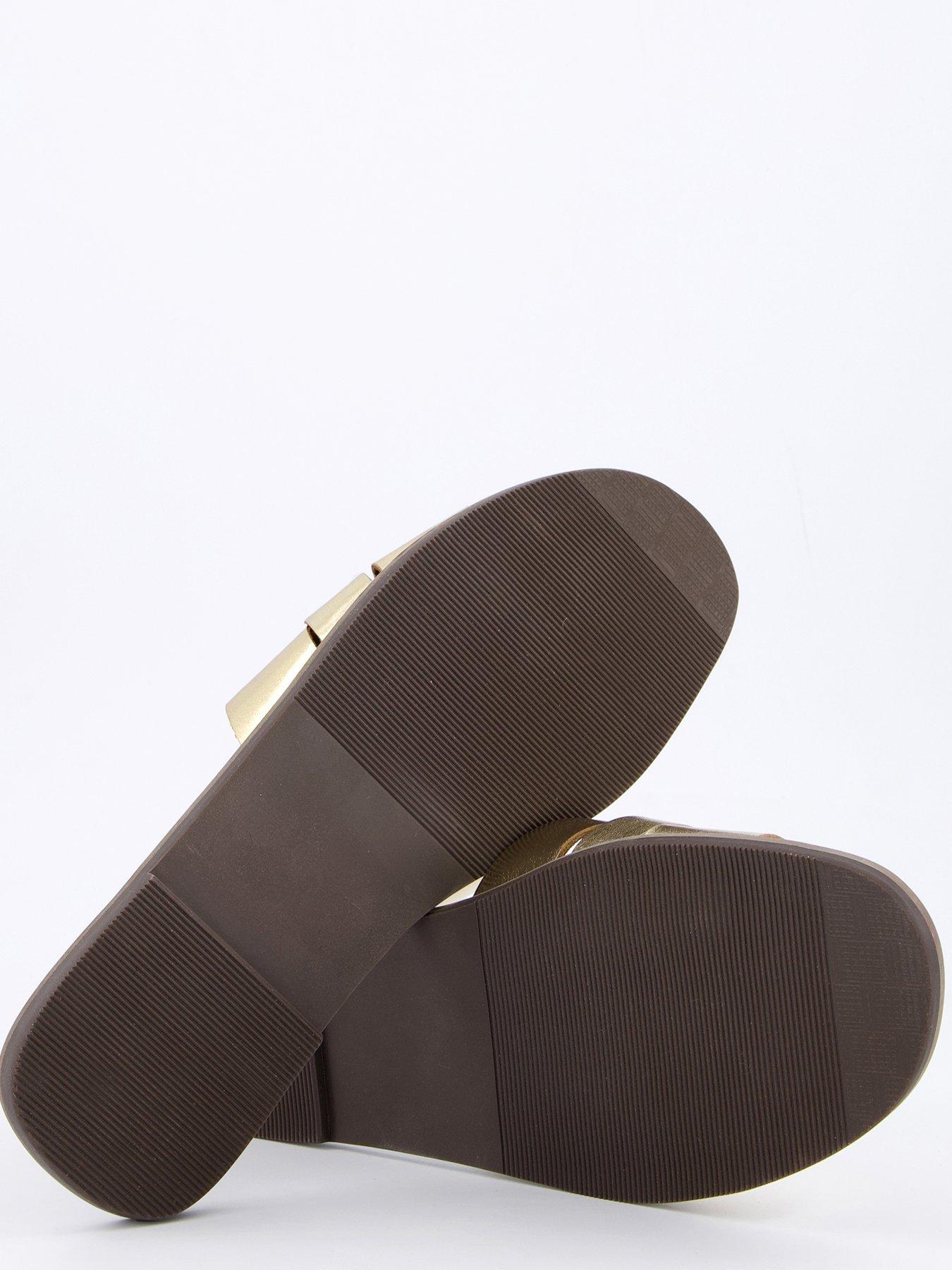 V by Very Leather Slider - Gold | Very