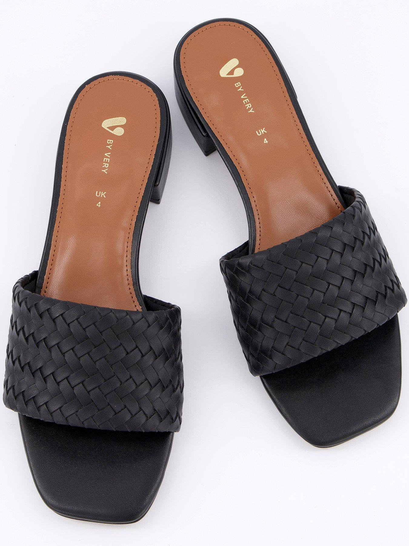 V by Very Weave Low Heel Sliders - Black | Very