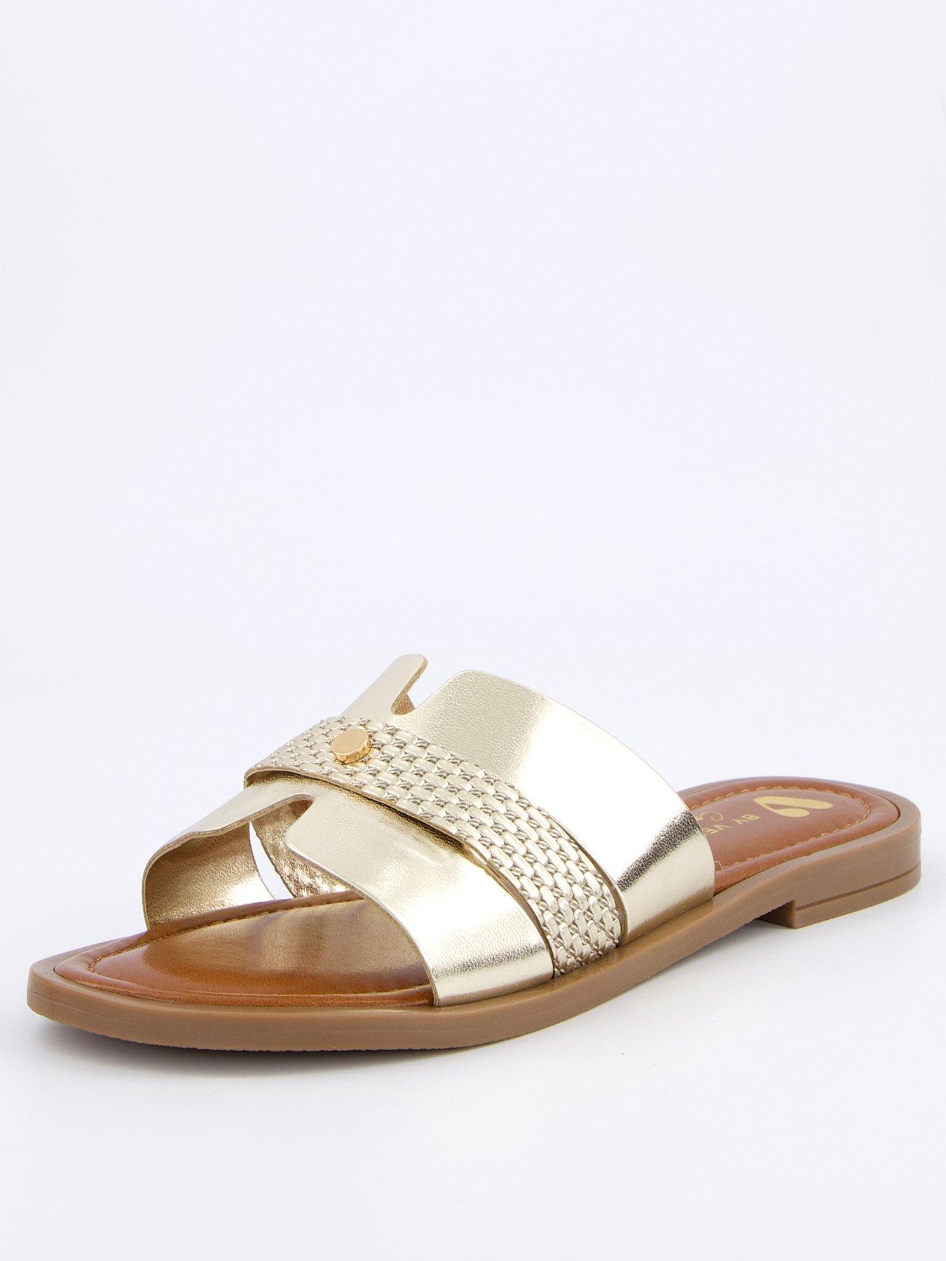 V by Very Comfort Wide Fit Comfort Sliders - Gold | Very