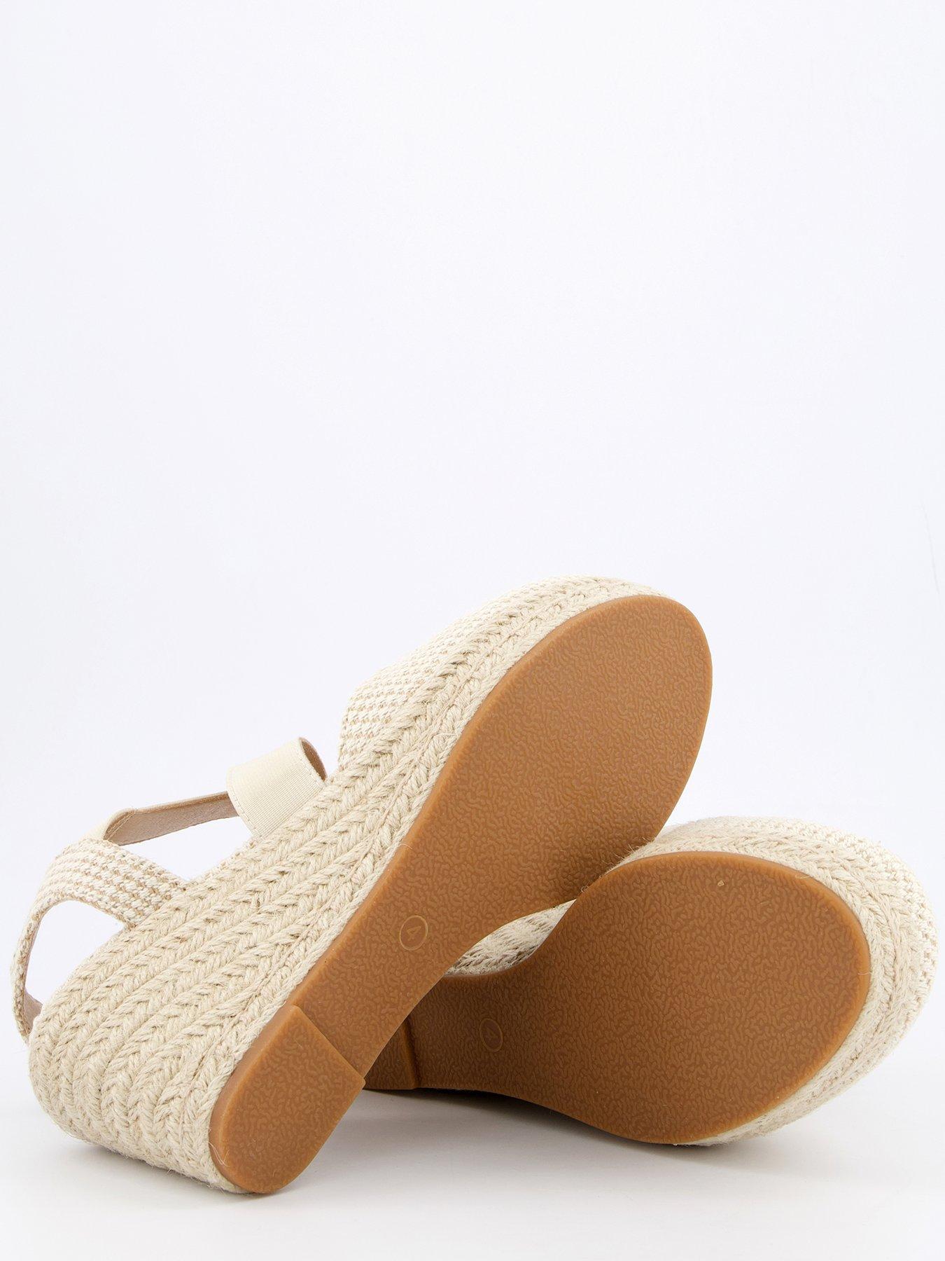 V by Very Extra Wide Fit Closed Toe Wedge With Elastic Strap - Cream | Very
