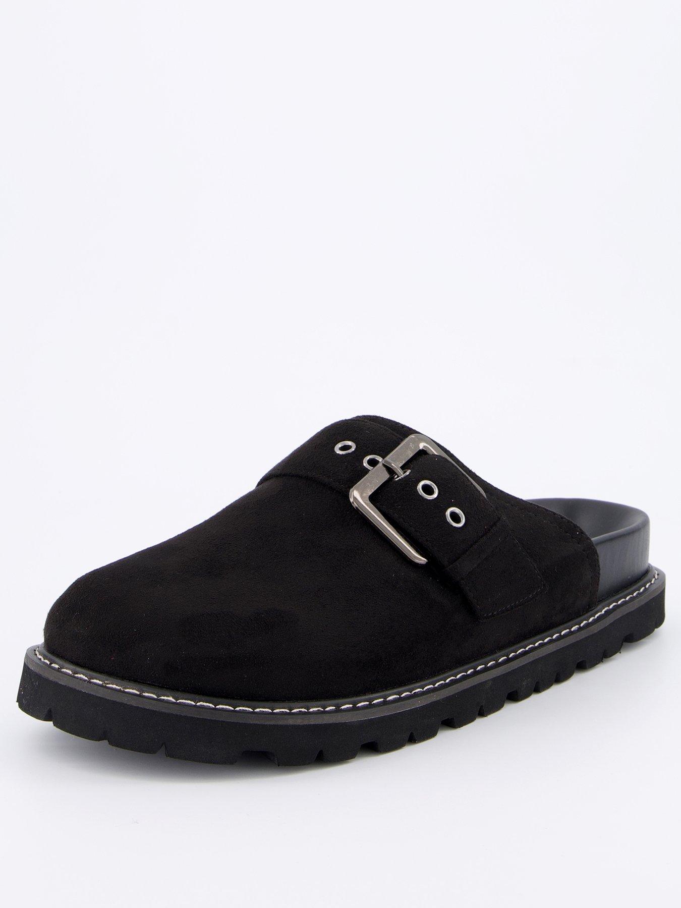 V by Very Closed Toe Mule With Large Buckle - Black | Very