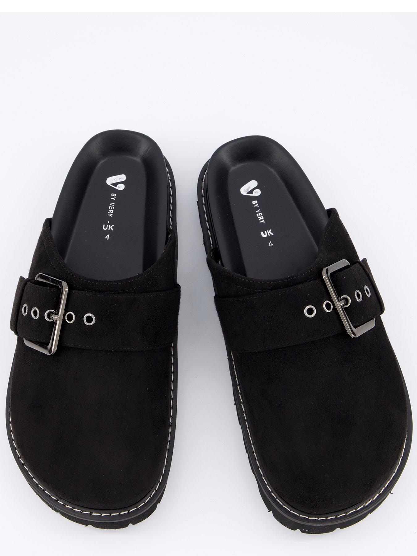V by Very Closed Toe Mule With Large Buckle - Black | Very