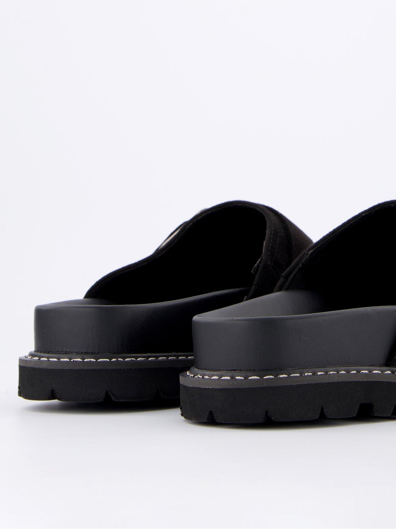 V by Very Closed Toe Mule With Large Buckle - Black | Very