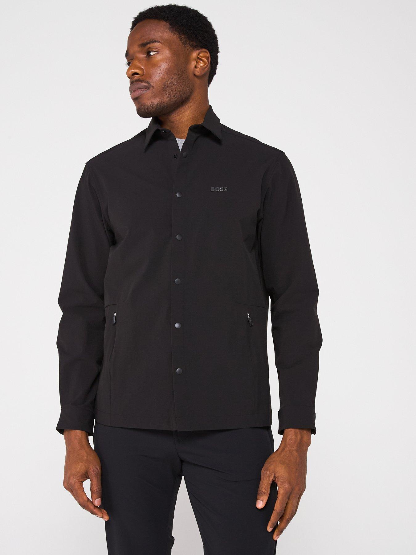 BOSS Tech Relaxed Fit Nylon Stretch Overshirt - Black | Very
