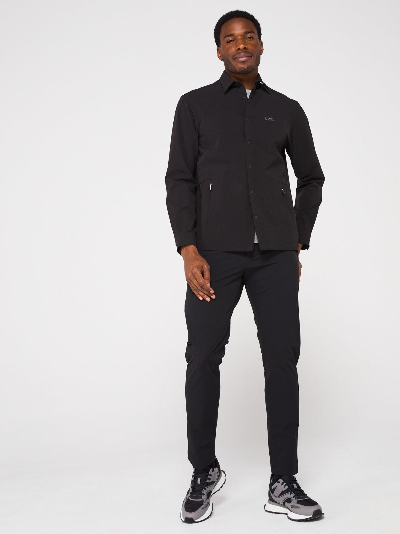 BOSS Tech Relaxed Fit Nylon Stretch Overshirt - Black | Very