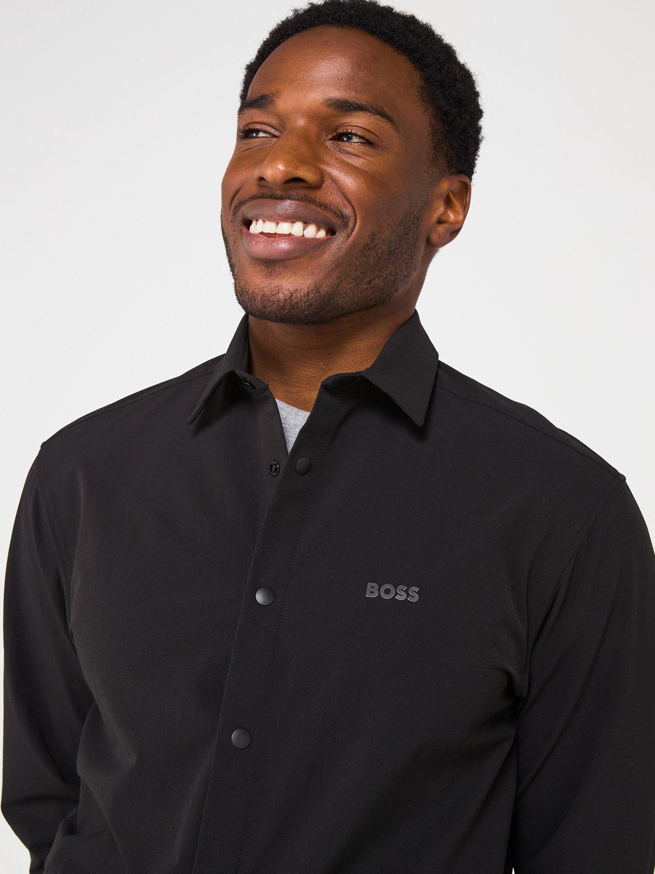 BOSS Tech Relaxed Fit Nylon Stretch Overshirt - Black | Very