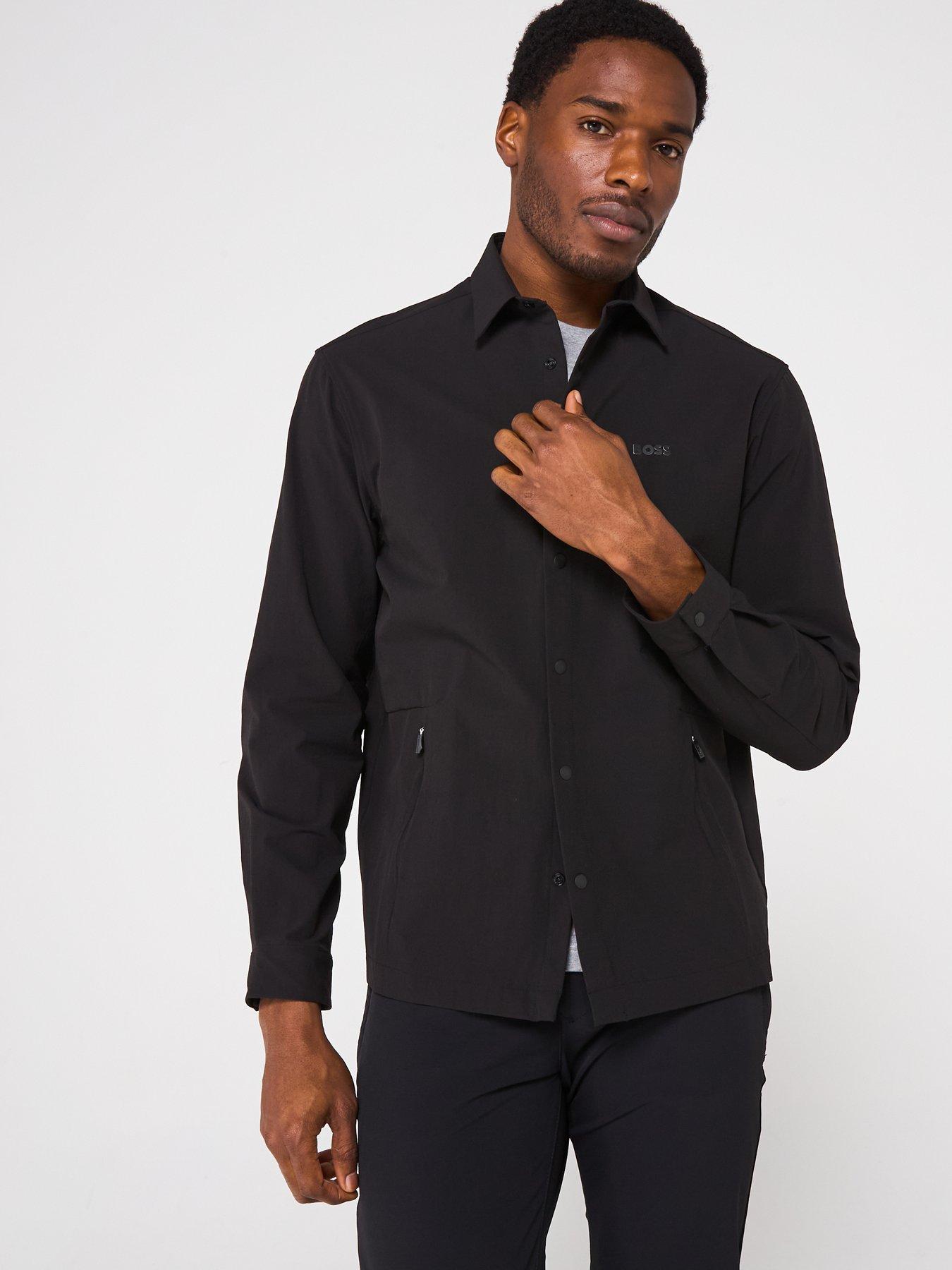 BOSS Tech Relaxed Fit Nylon Stretch Overshirt - Black | Very