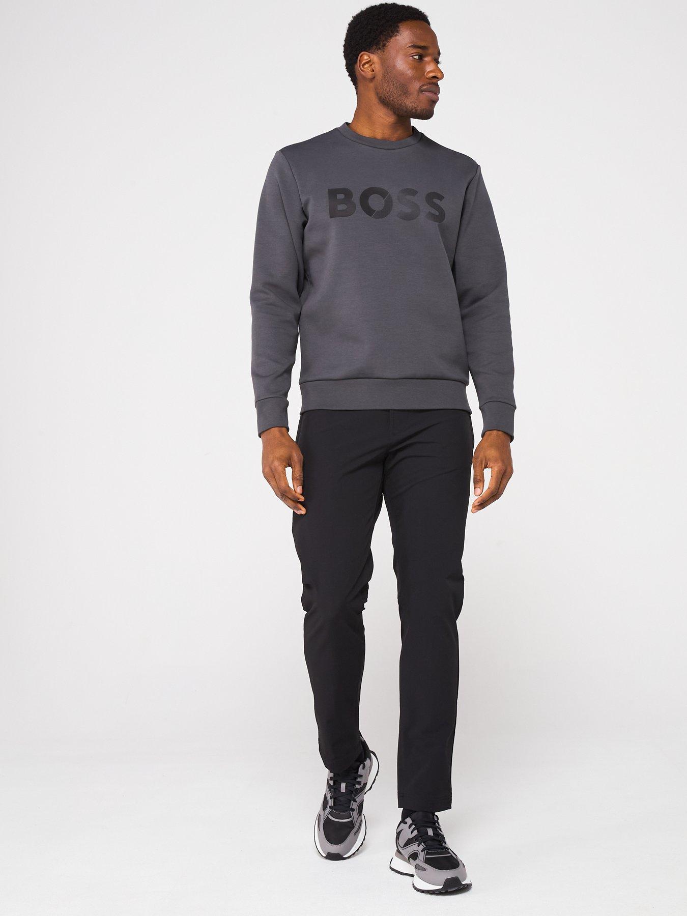 BOSS Salbo Regular Fit Rubberised Chest Logo Crew Neck Sweatshirt ...