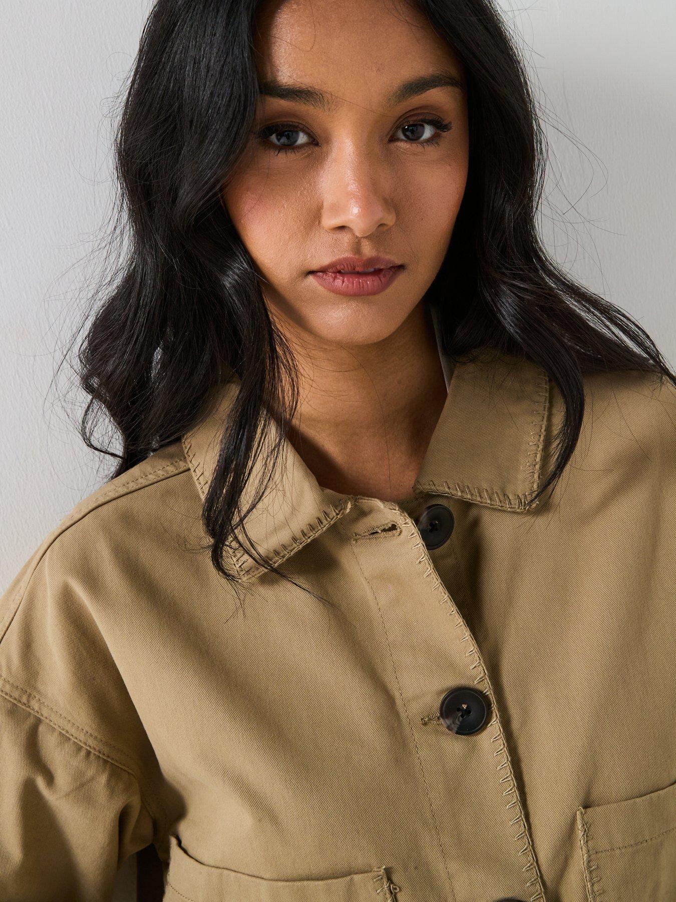 V by Very Embroidered Edge Jacket - Beige | Very