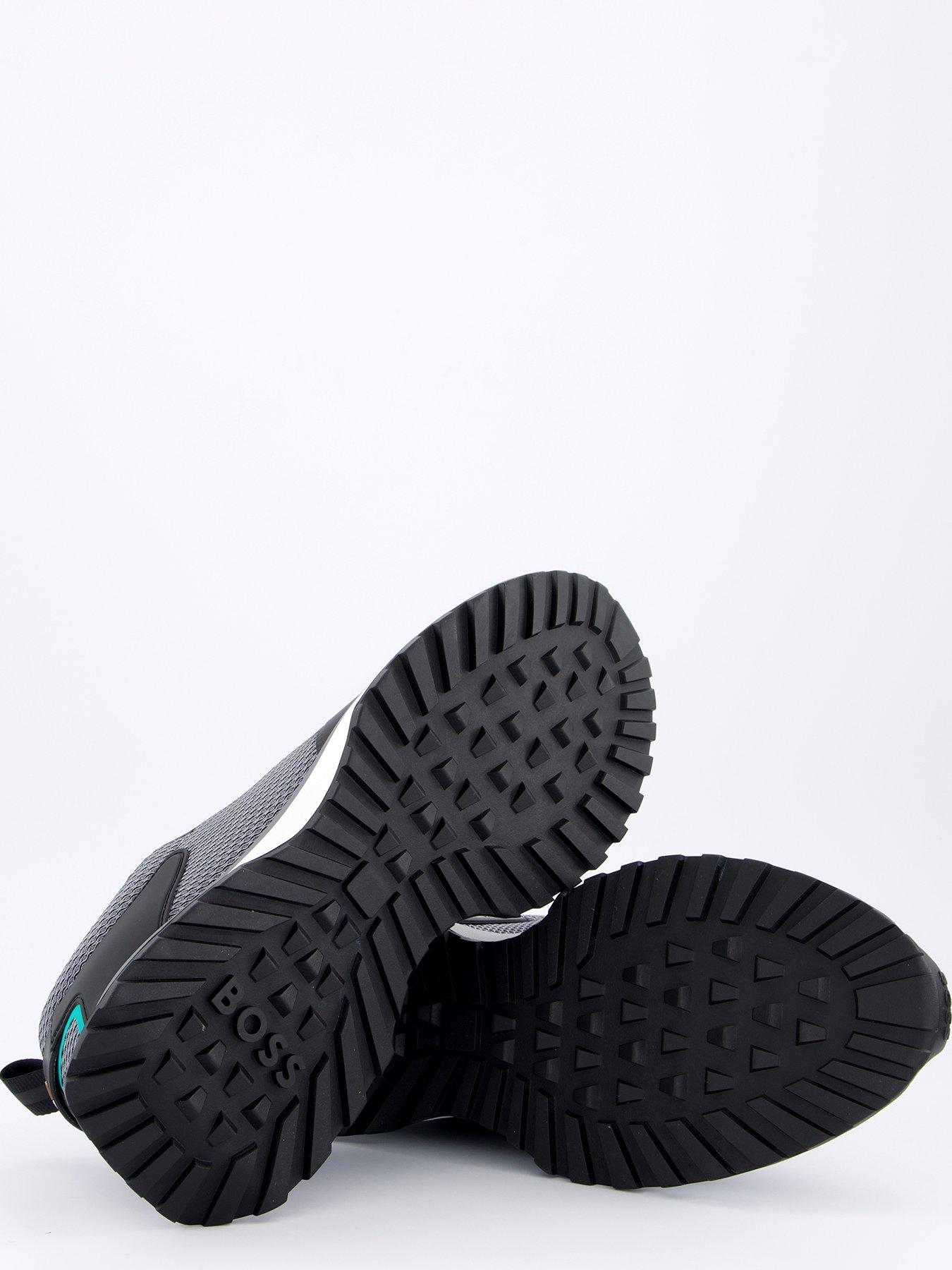 BOSS Jonah Mesh and PU Leather Lace Runners - Grey | Very