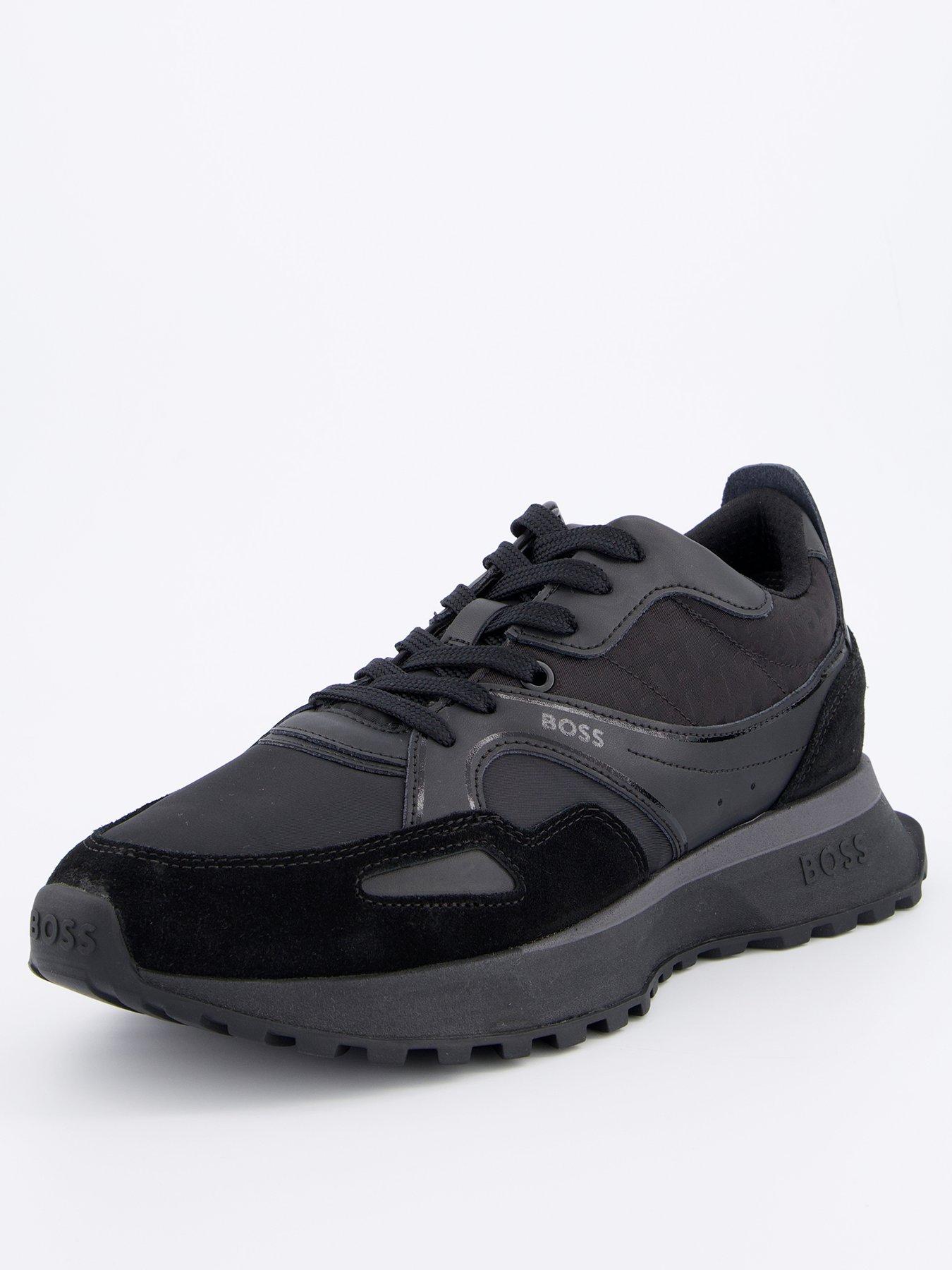 BOSS Jonah Mesh/Suede Mono Print Runner- Black | Very
