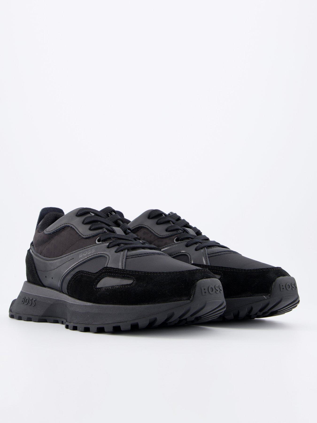 BOSS Jonah Mesh/Suede Mono Print Runner- Black | Very