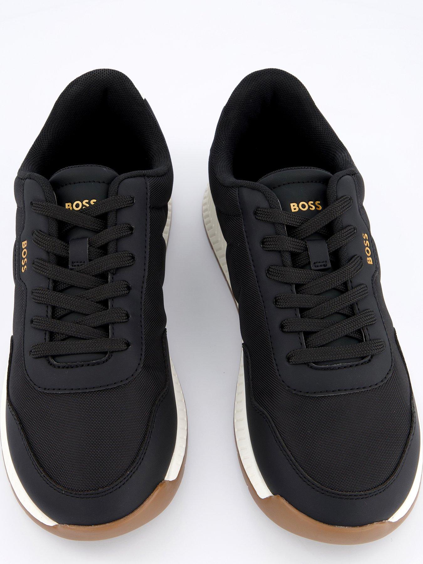BOSS Titanium Nylon and Leather Lace Runners - Black | Very
