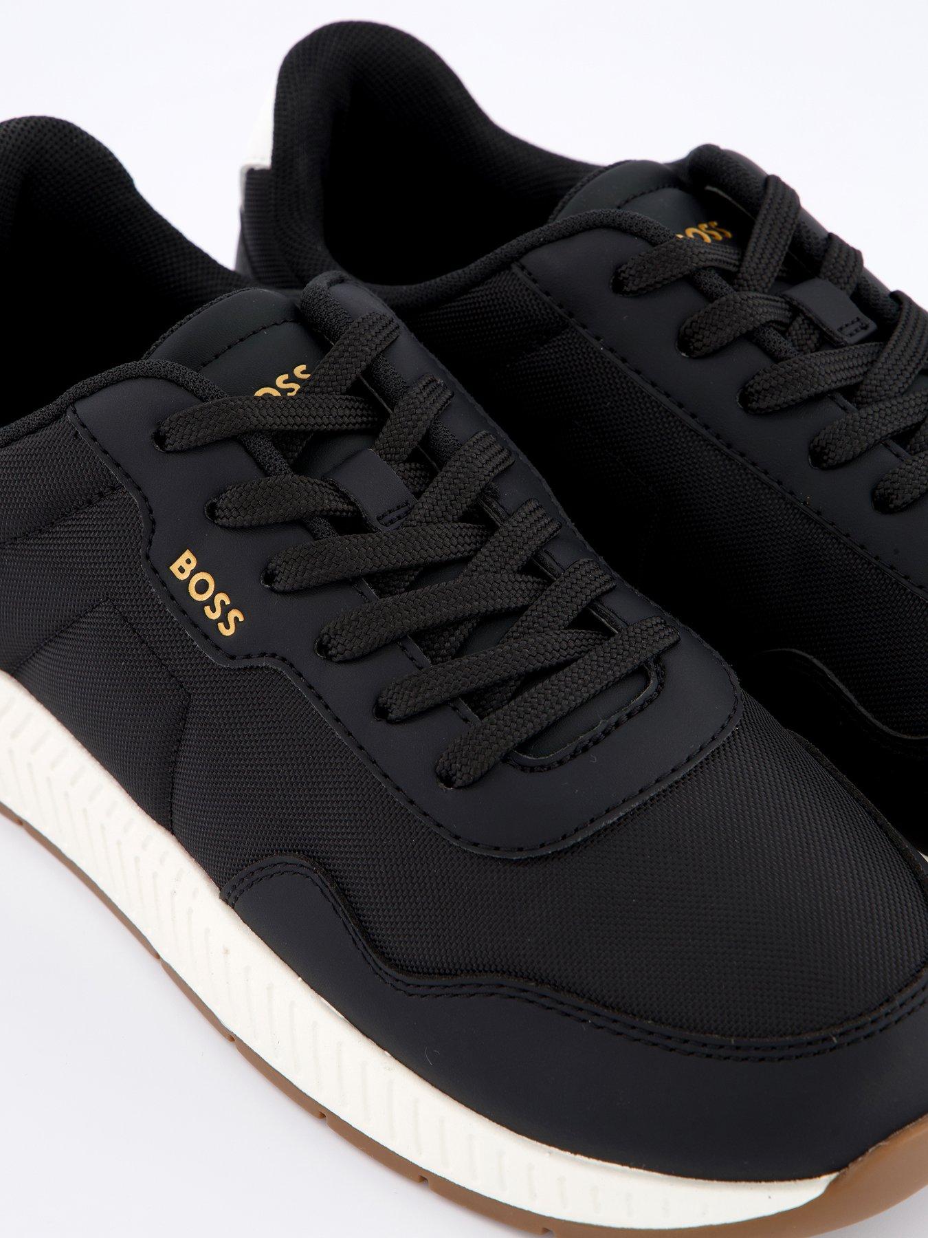 BOSS Titanium Nylon and Leather Lace Runners - Black | Very