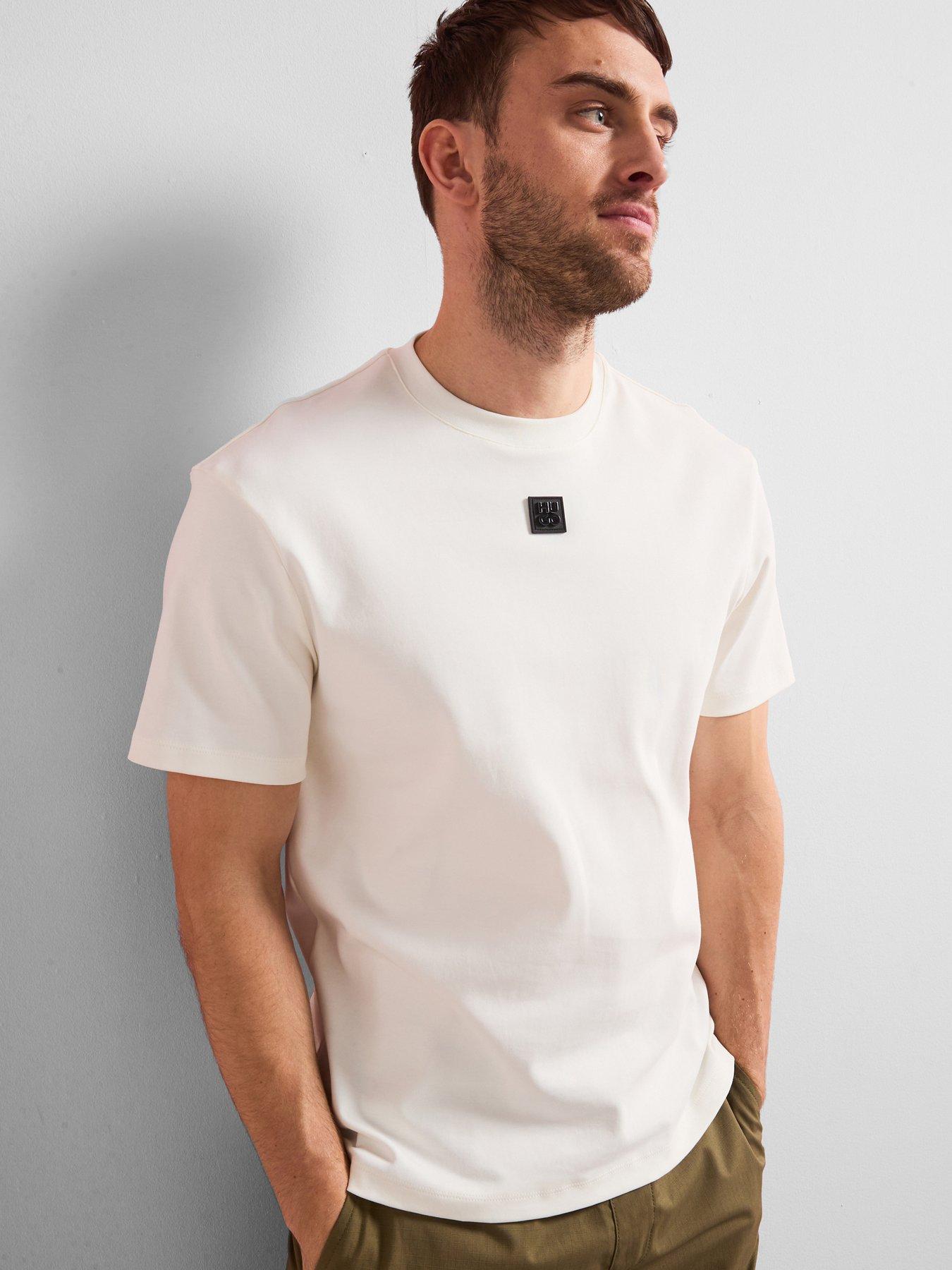 HUGO Dalile Centre Stacked Nickel Logo T-Shirt - Off White | Very