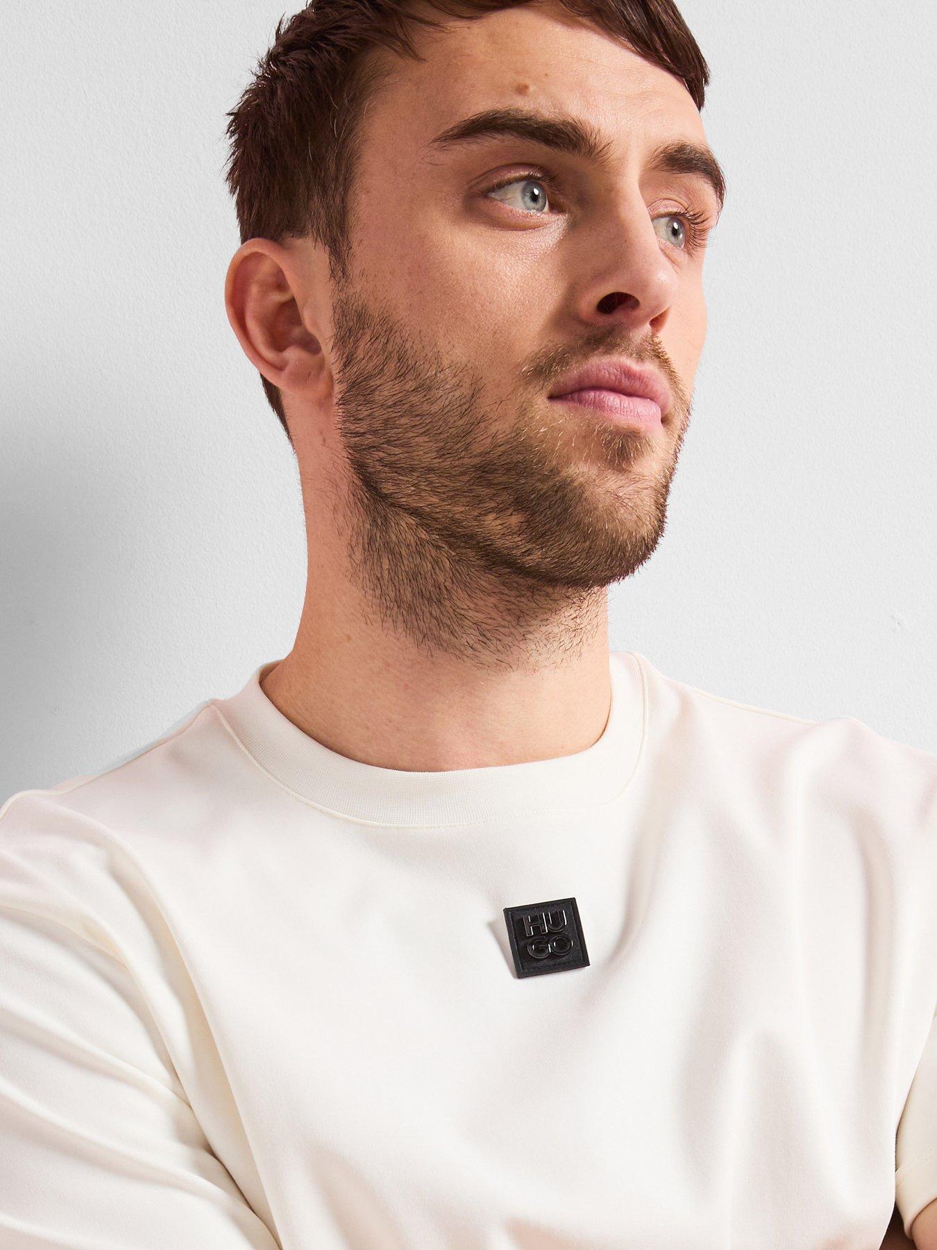 HUGO Dalile Centre Stacked Nickel Logo T-Shirt - Off White | Very