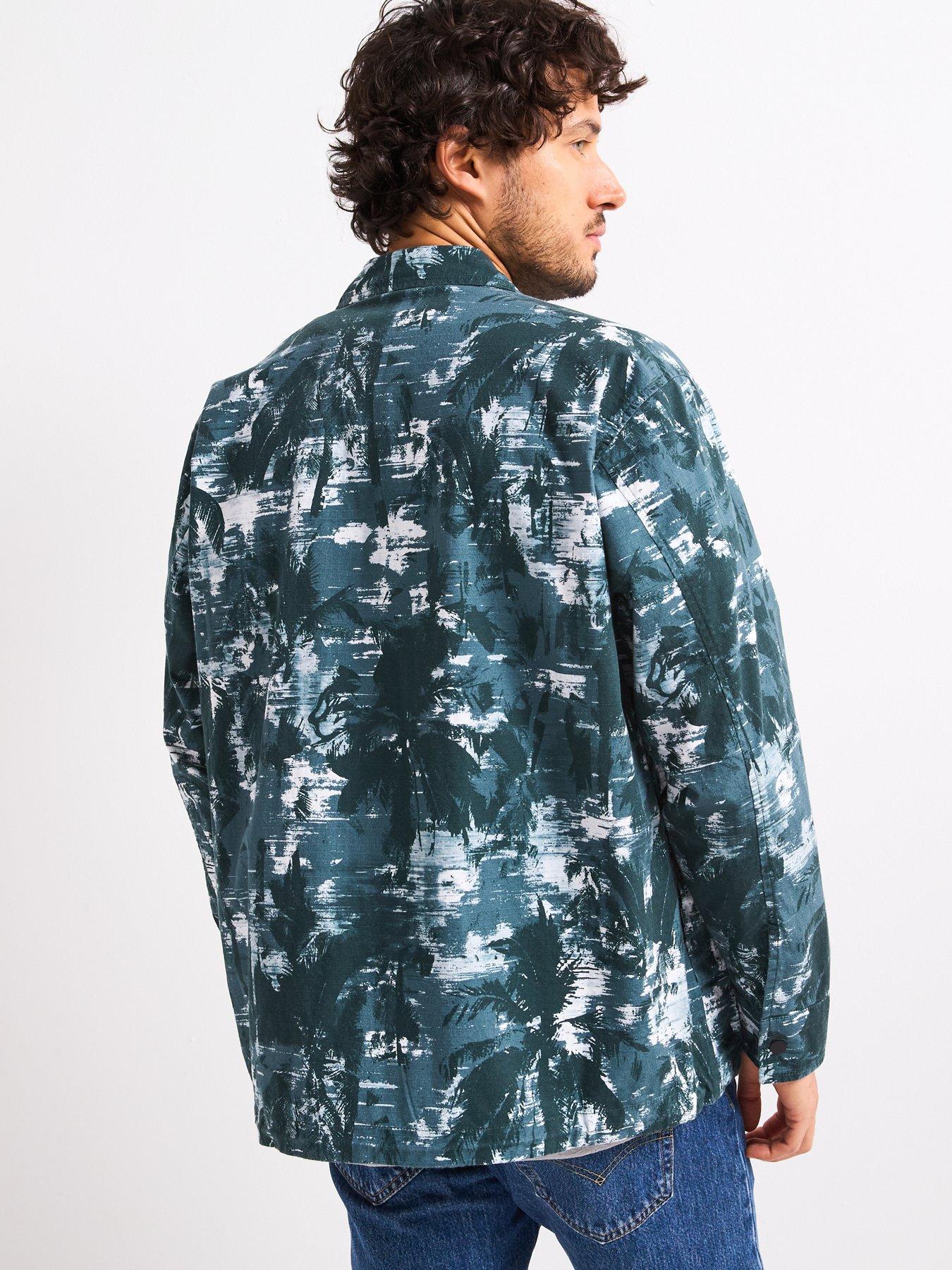 BOSS Labib 1 M Oversized Fit Jungle Camo Overshirt - Dark Green | Very