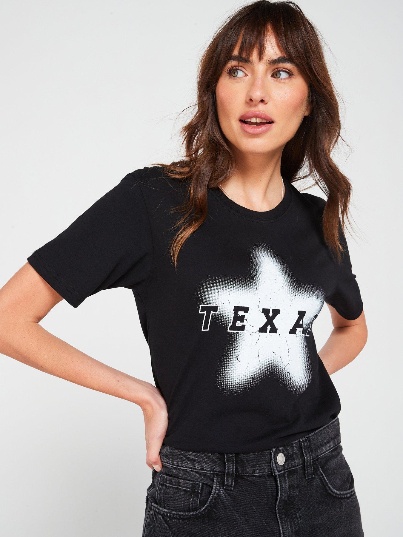 V by Very Texas Star T-Shirt - Black | Very