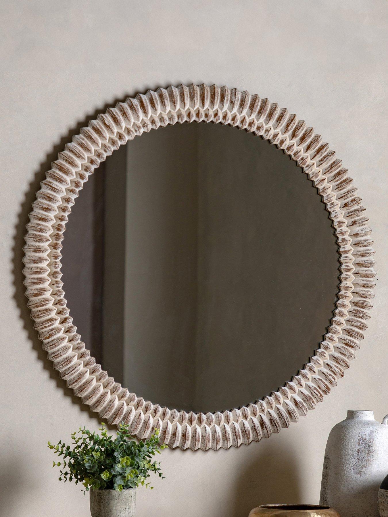Gallery Direct Pimlico Round Mirror Distressed Cream 900mm | Very