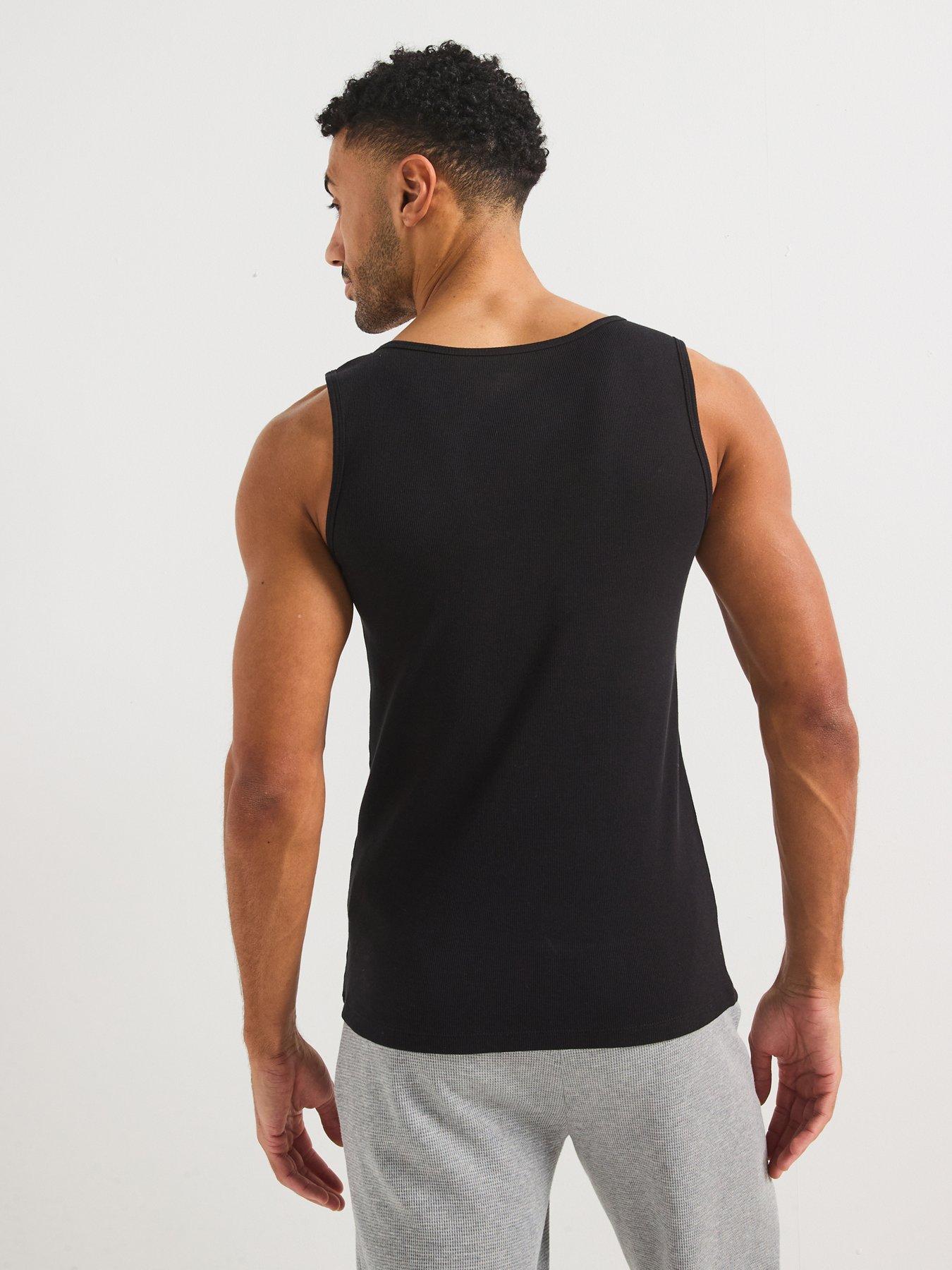 BOSS Regular Fit 3 Pack Ribbed Vest Top- Black | Very