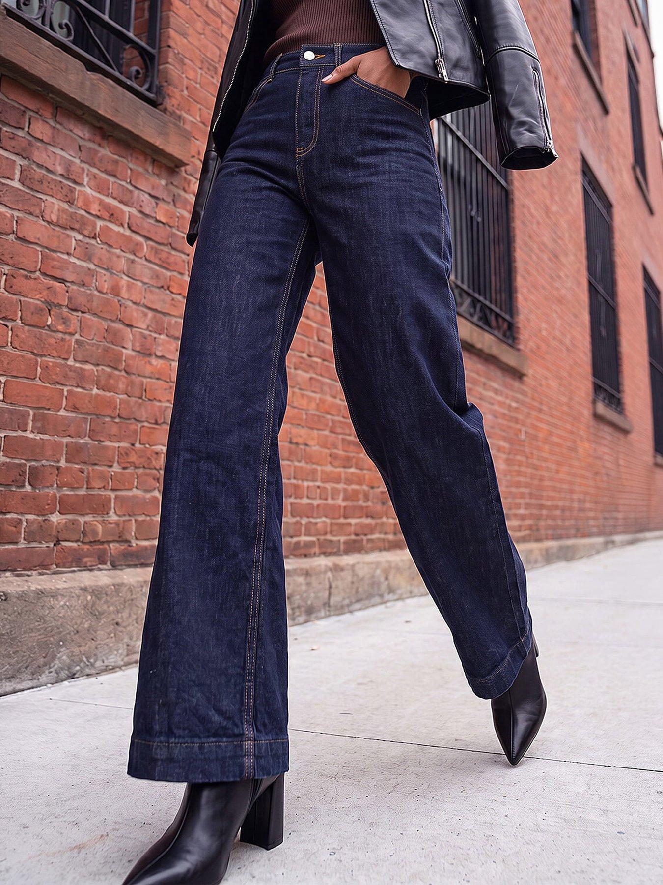 Roman Wide Leg Stretch Denim Jeans - Indigo | Very
