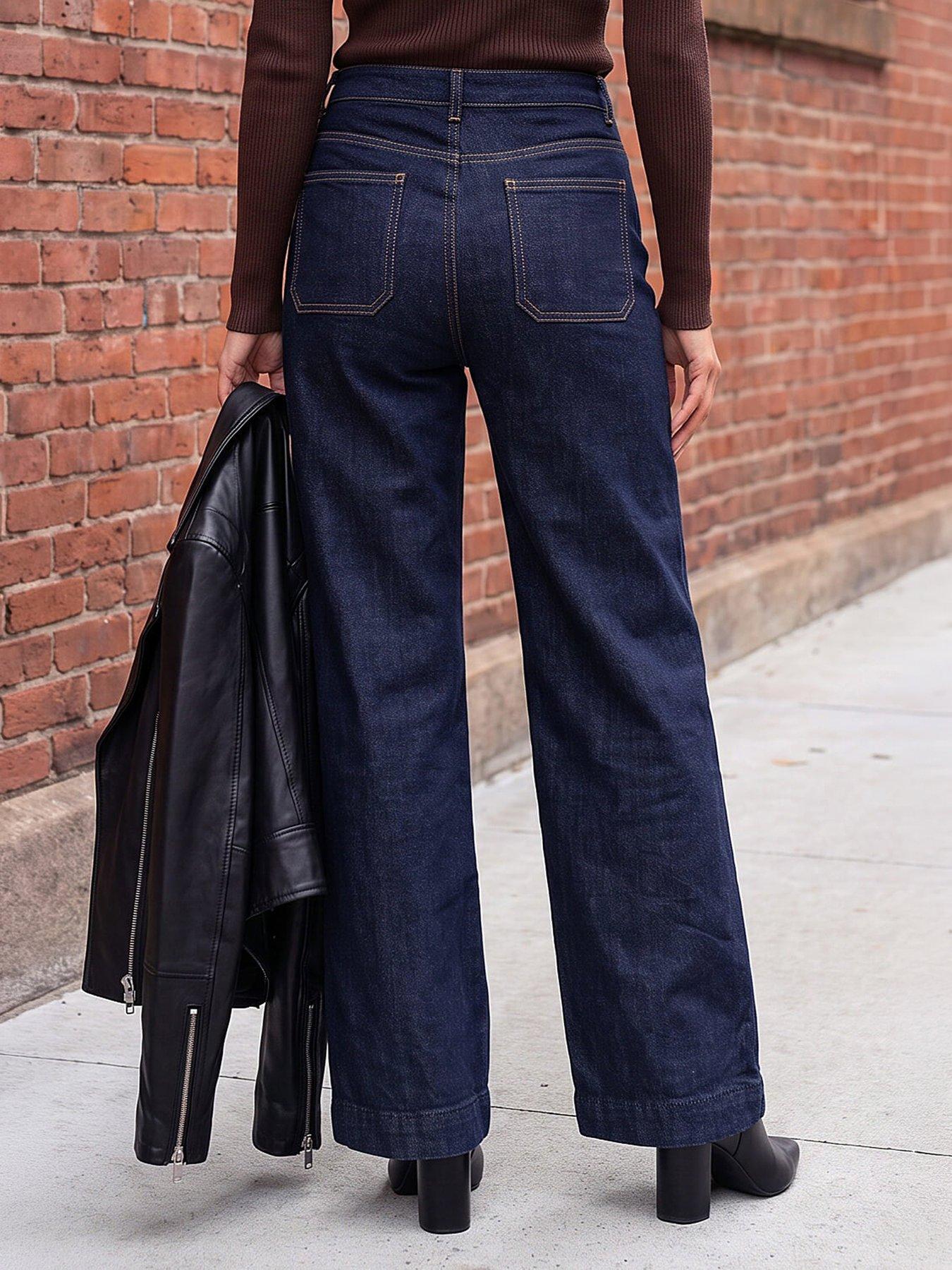 Roman Wide Leg Stretch Denim Jeans - Indigo | Very