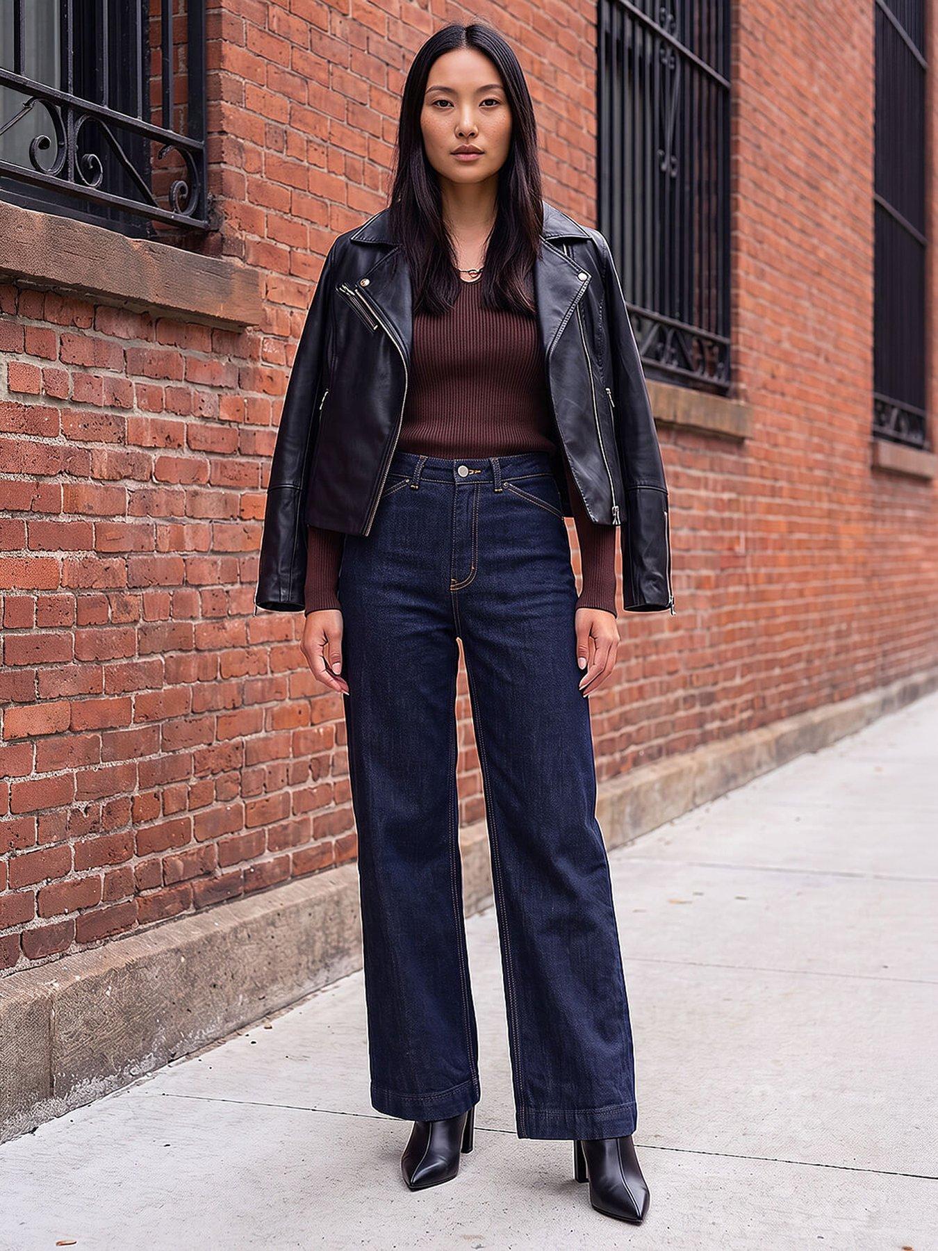 Roman Wide Leg Stretch Denim Jeans - Indigo | Very