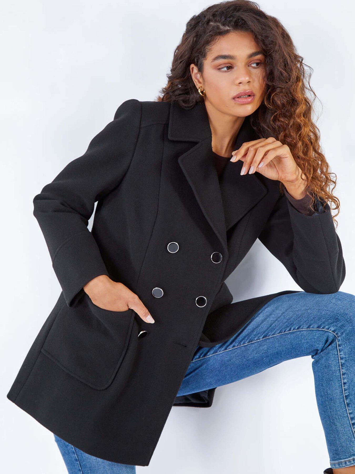 Roman Double Breasted Smart Coat Black Very