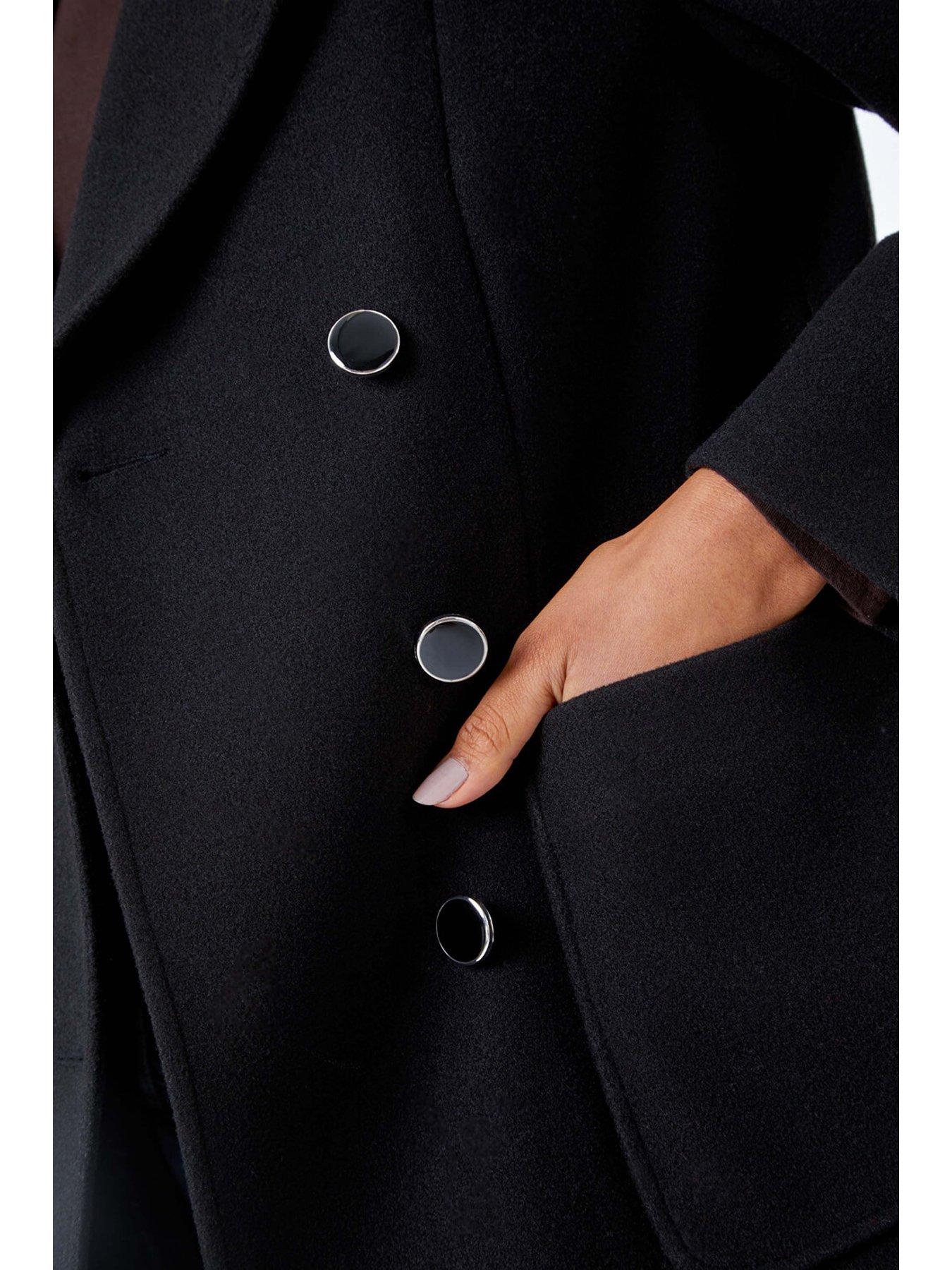 Roman Double Breasted Smart Coat - Black | Very