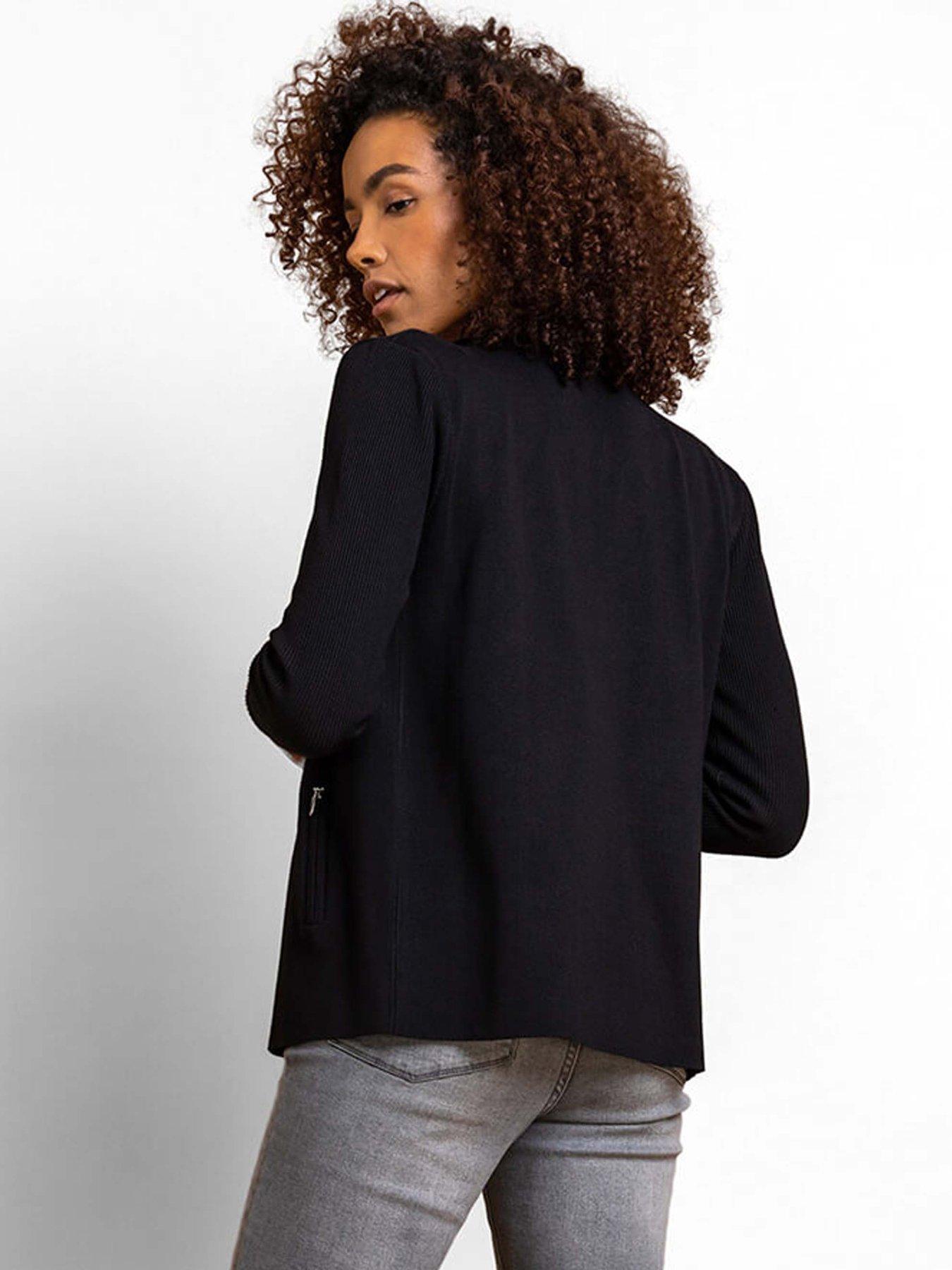 Roman Knitted Zip Detail Jacket - Black | Very