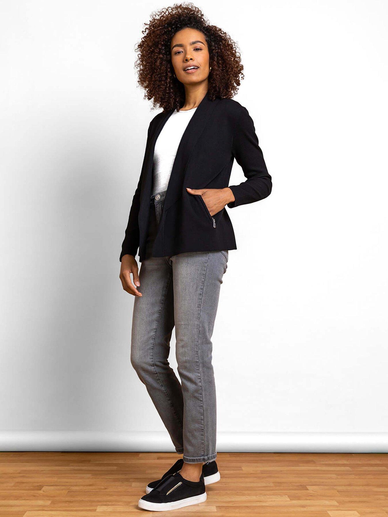Roman Knitted Zip Detail Jacket - Black | Very