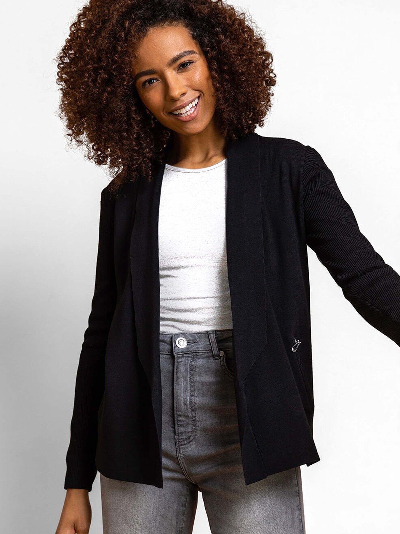 Roman Knitted Zip Detail Jacket - Black | Very