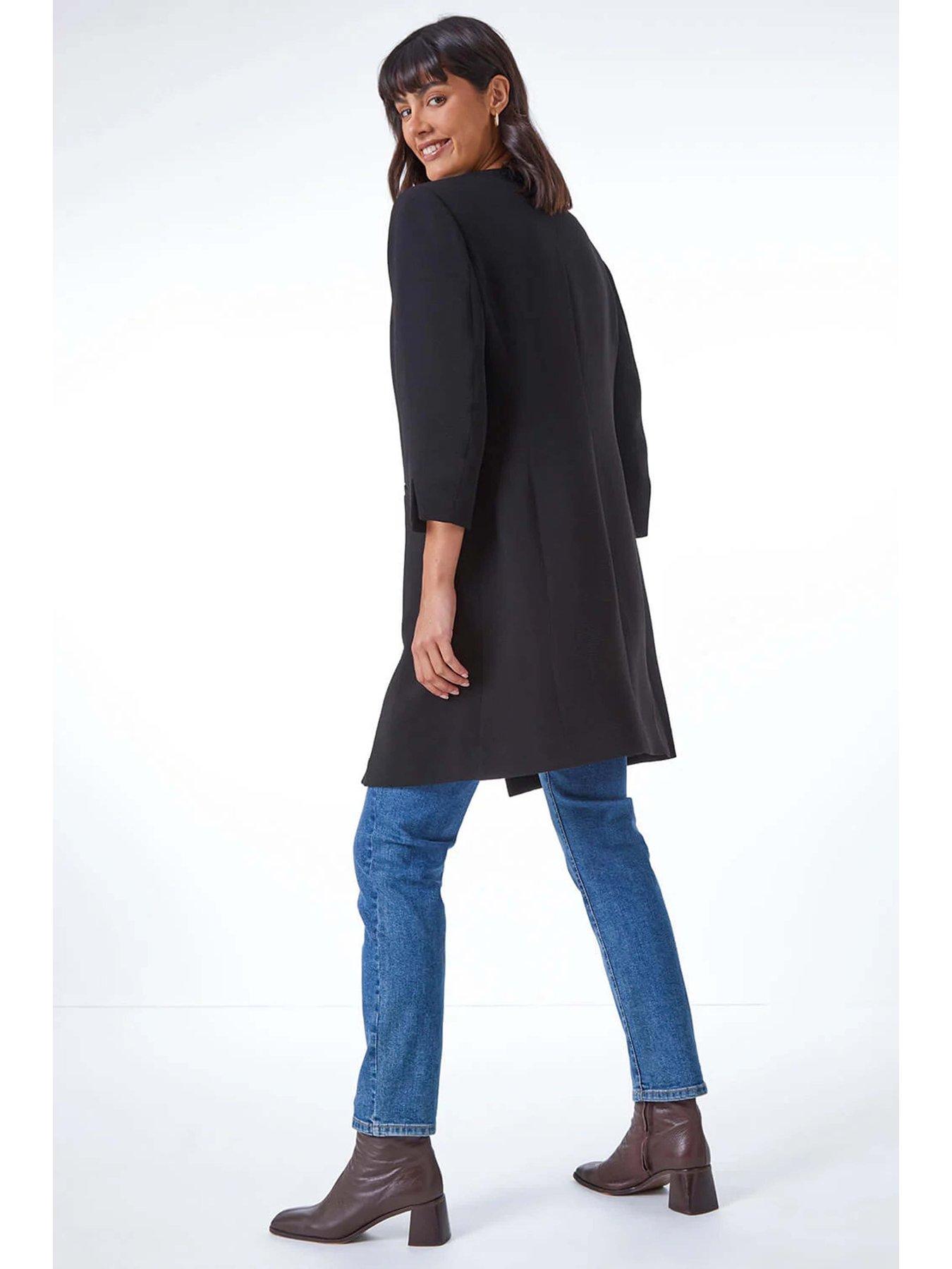 Roman Smart Longline Textured Jacket - Black | Very